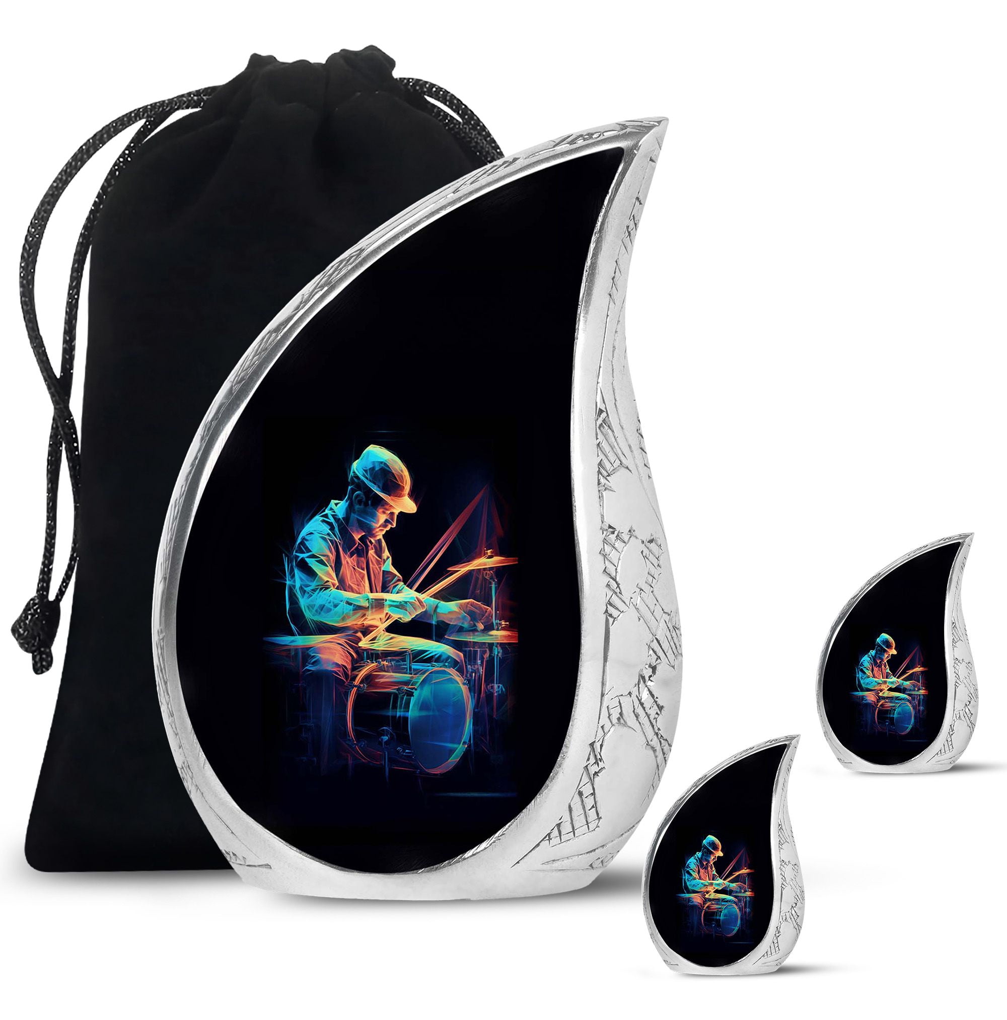 SUBSH Luminous Drummer Silhouette - Cremation Urn For Ashes For Men ...