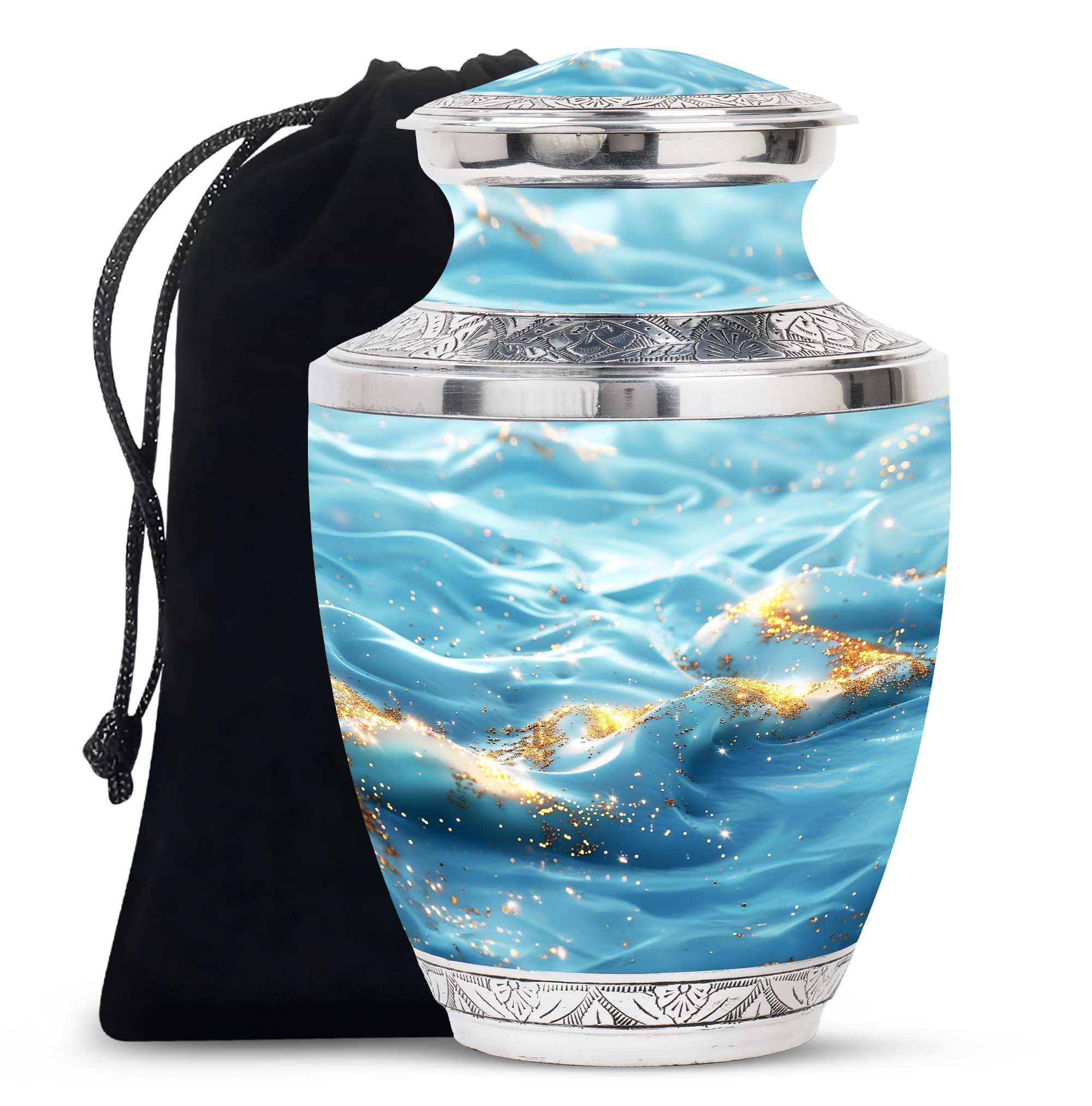SUBSH Marble Design Metal Urn - Marble Urn for Burial In Ground - Urnas ...