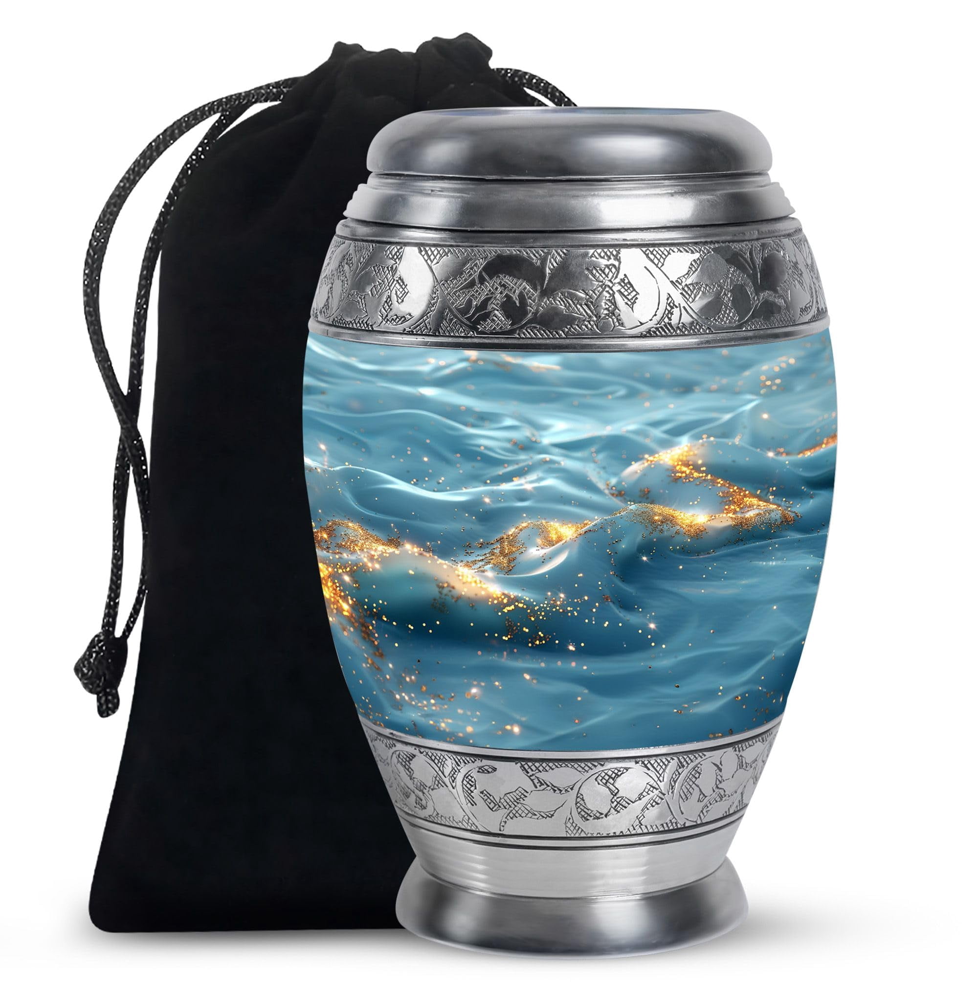 SUBSH Marble Design Metal Urn - Marble Urn for Burial In Ground ...