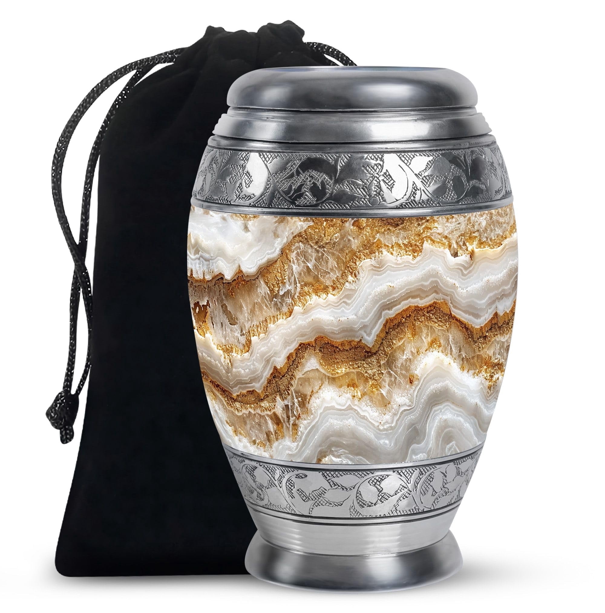 SUBSH Marble Design Metal Urn - Marble Urn for Burial In Ground - Urns ...