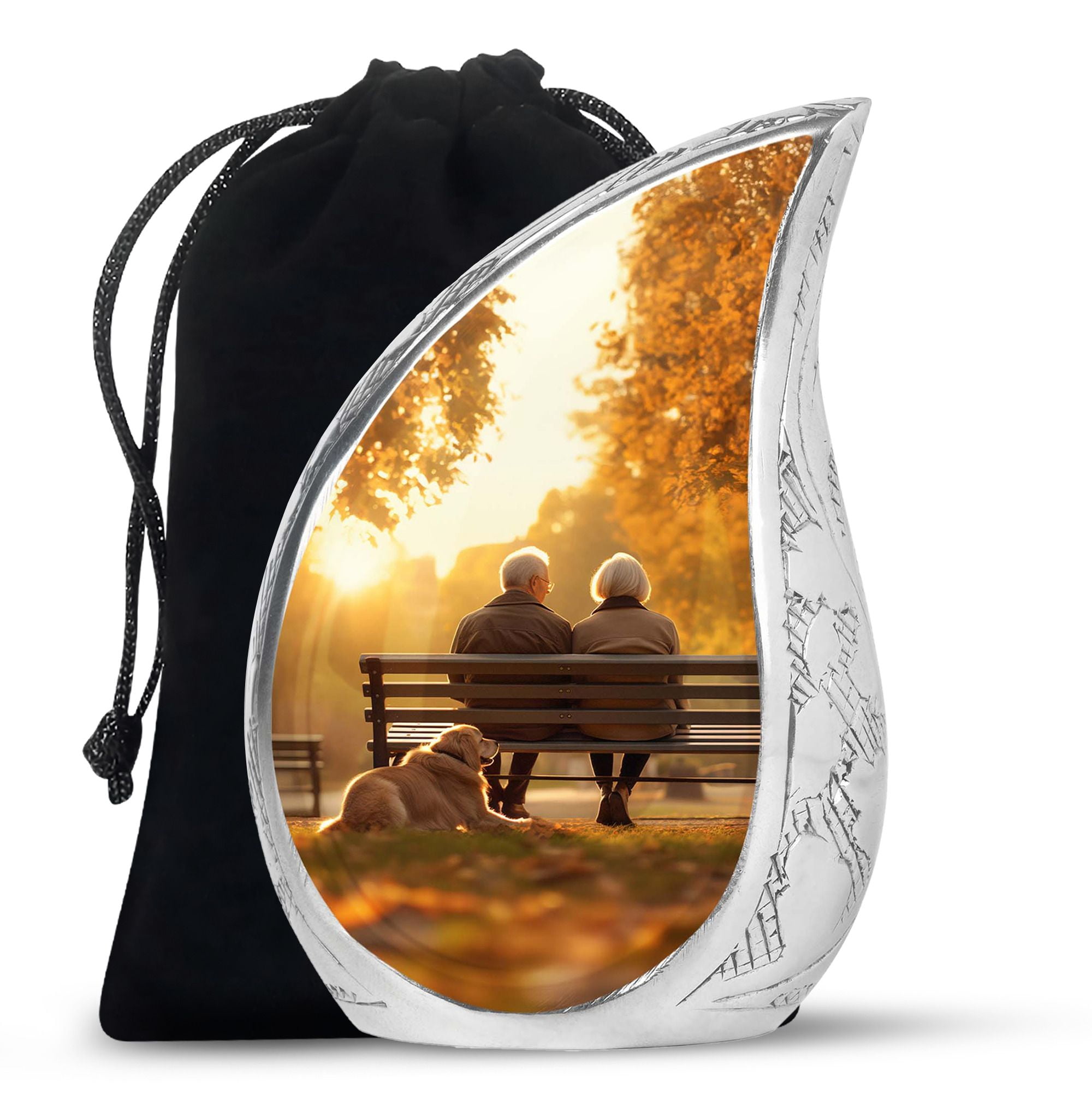 SUBSH Old Couple Sitting On A Bench Cremation Urns For Men - Funeral ...