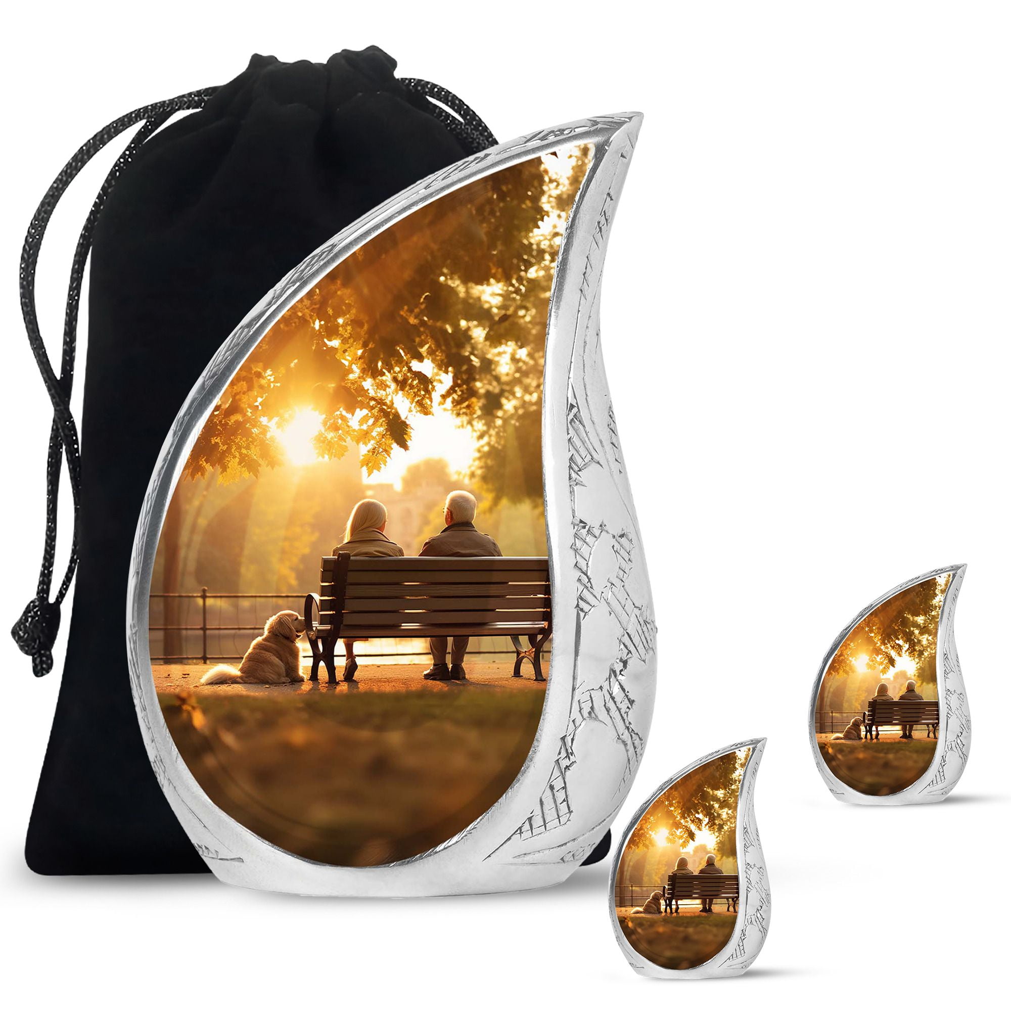 SUBSH Old Couple Sitting On A Bench Cremation Urn Human - Cremation ...