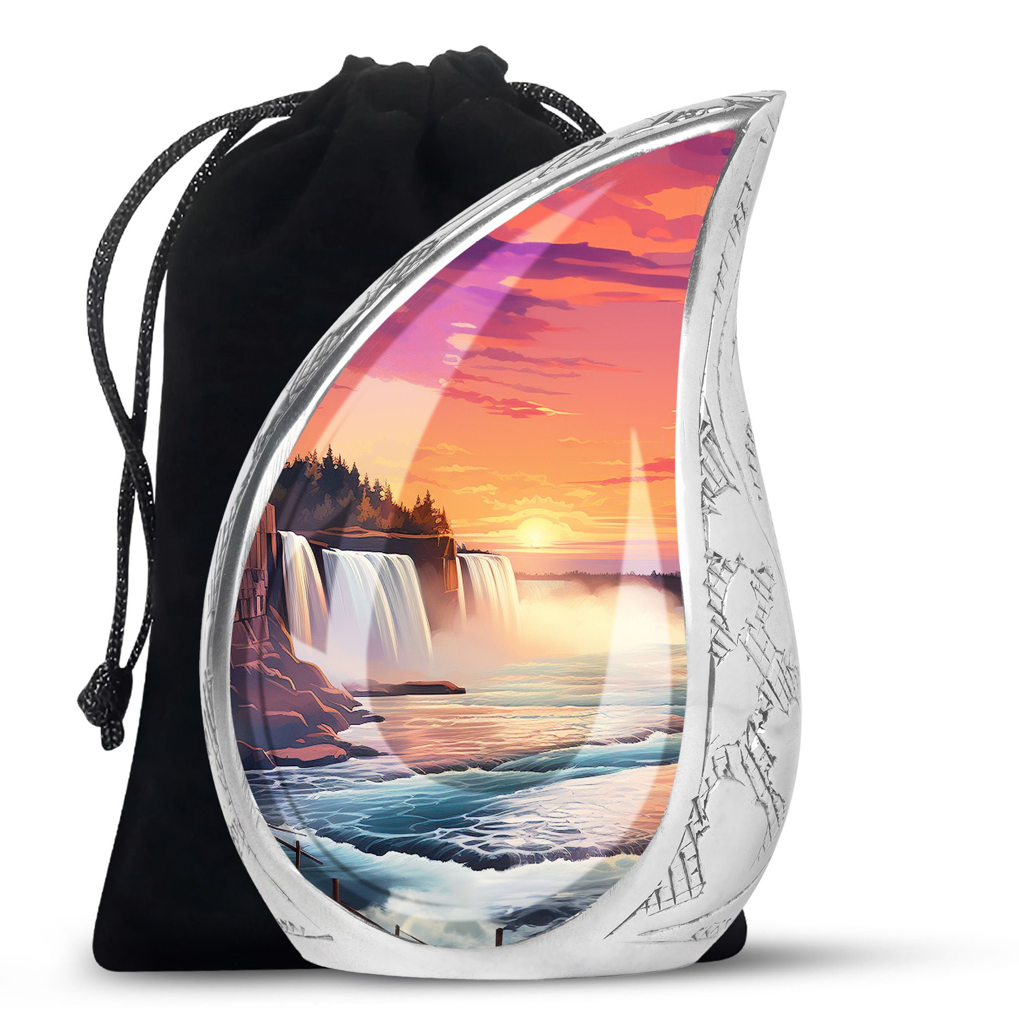 SUBSH Painting Of A Waterfall In Sunset - Cremation Urns - Urns For ...
