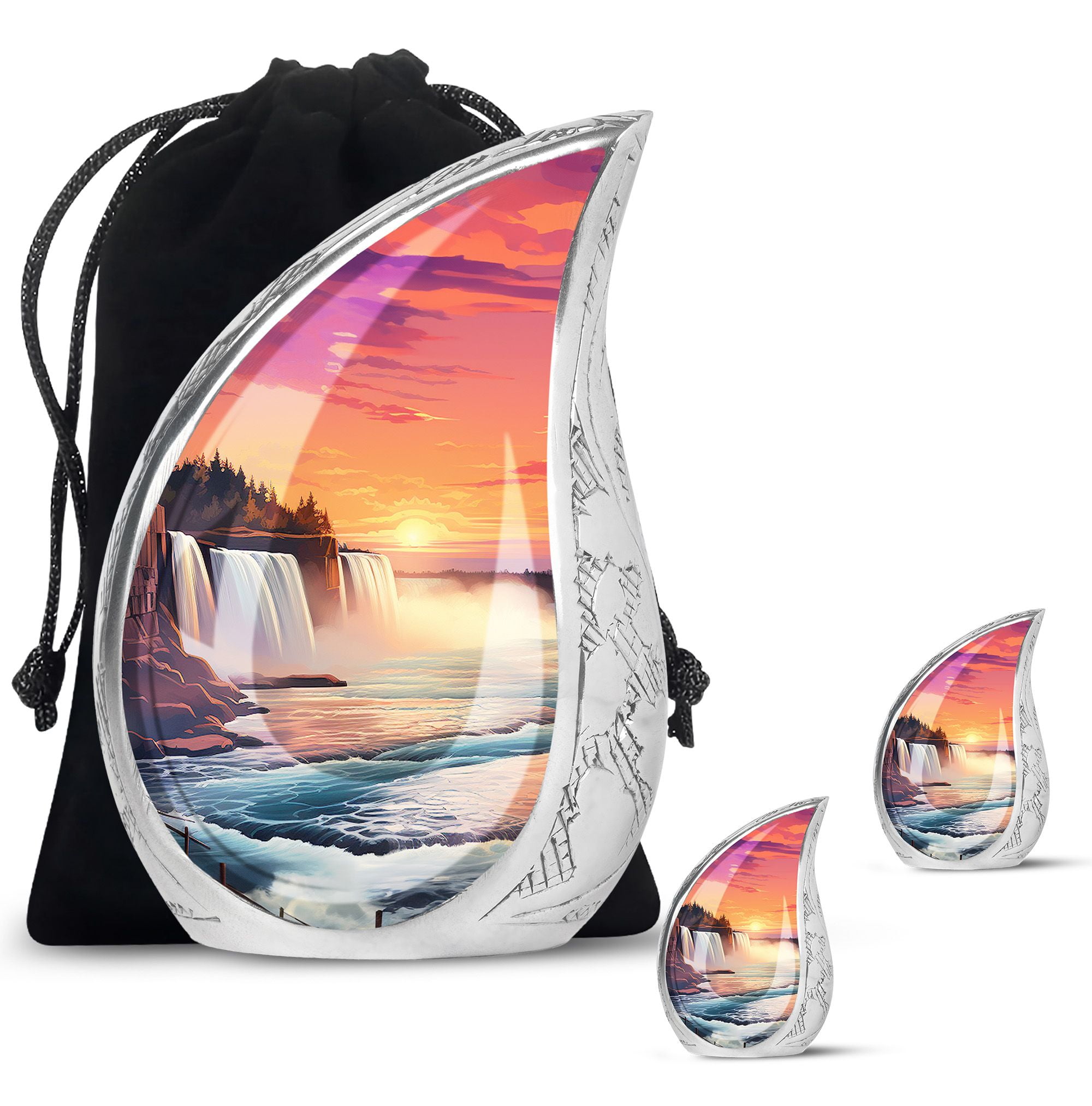 SUBSH Painting Of A Waterfall In Sunset - Cremation Urns For Men - Urns ...