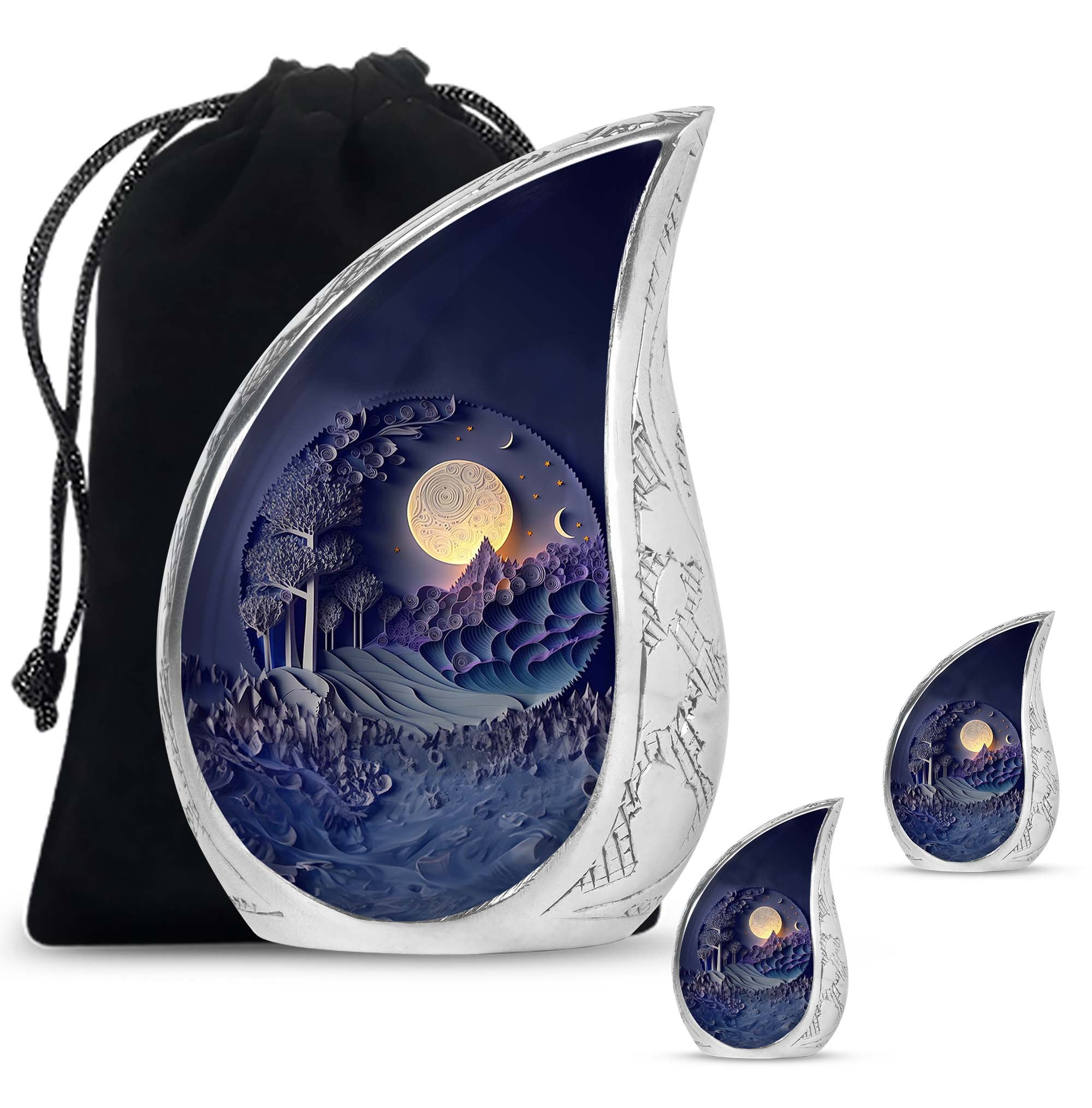 SUBSH Papercut Landscape With Full Moon - Cremation Keepsake Urns For ...