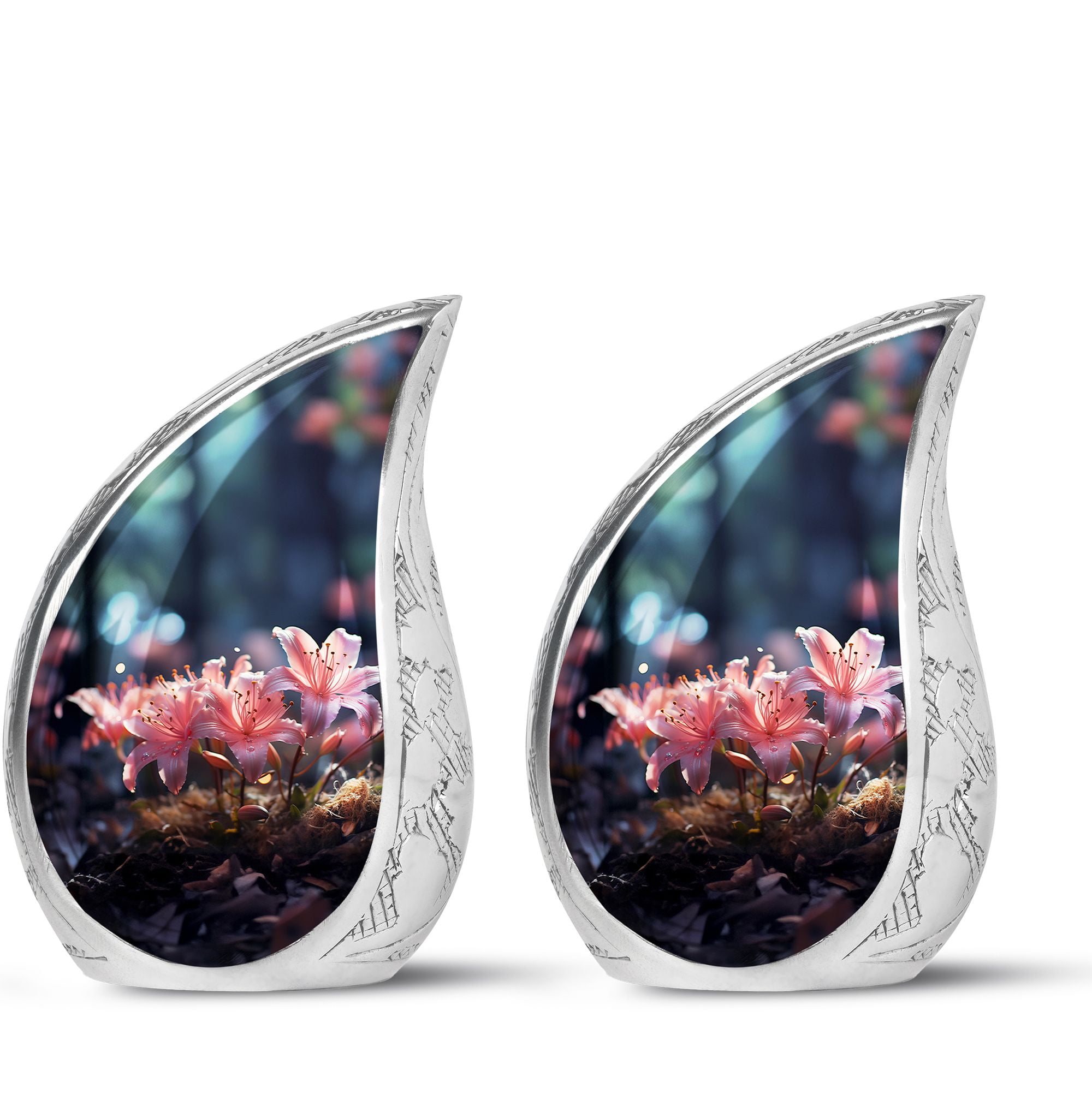 SUBSH Pink Lilly With Water Drop - Urn For Ashes For Women - Urn For ...