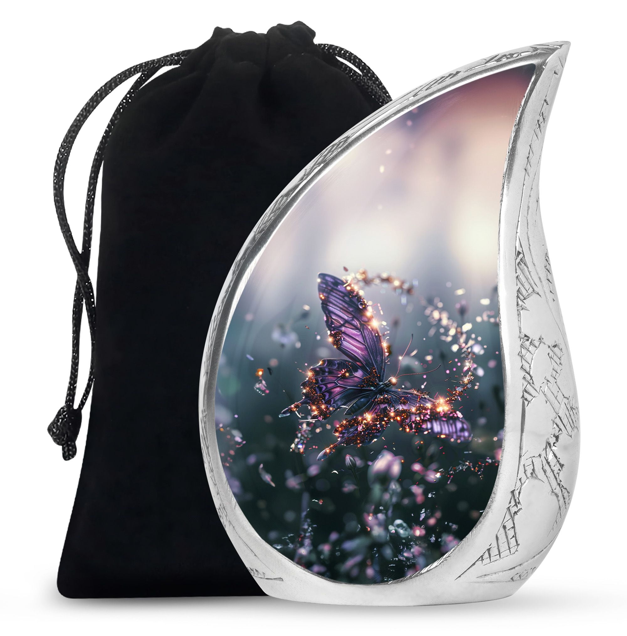 SUBSH Purple Butterfly Ash Urns For Humans - Human Urns For Ashes Adult Large - Urn For Human ...