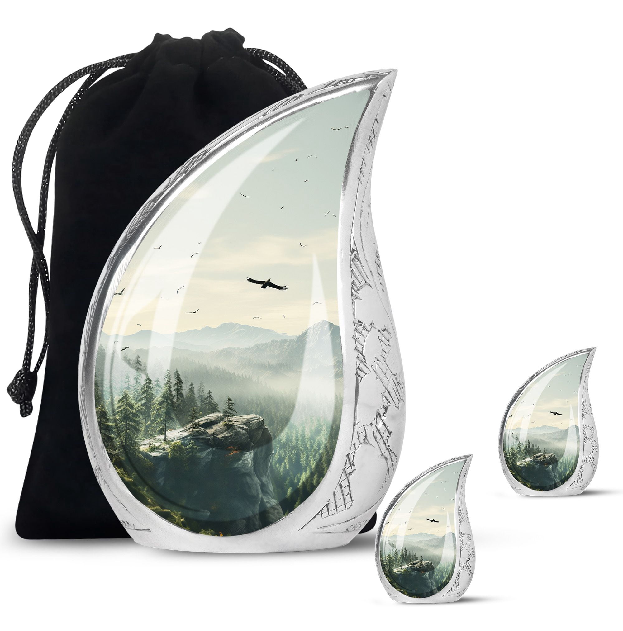 SUBSH Realistic Illustration Of Mountains And Forest - Urns For Adult ...