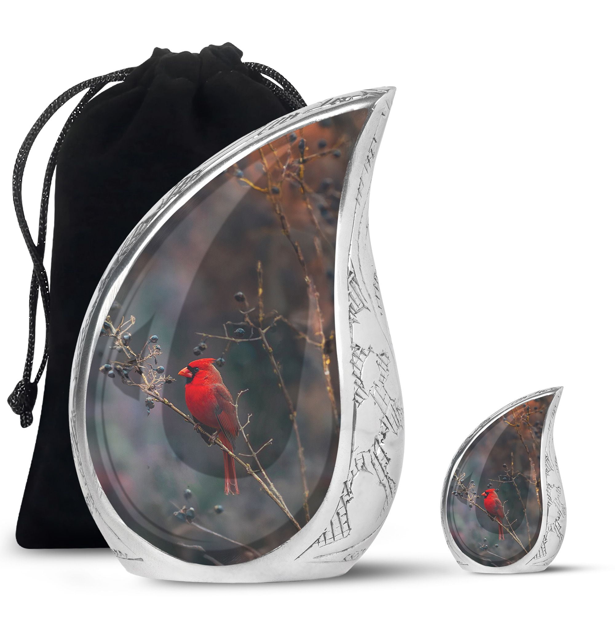SUBSH Red Cardinal Bird In Dark Jungle - Cremation Urn For Adults ...