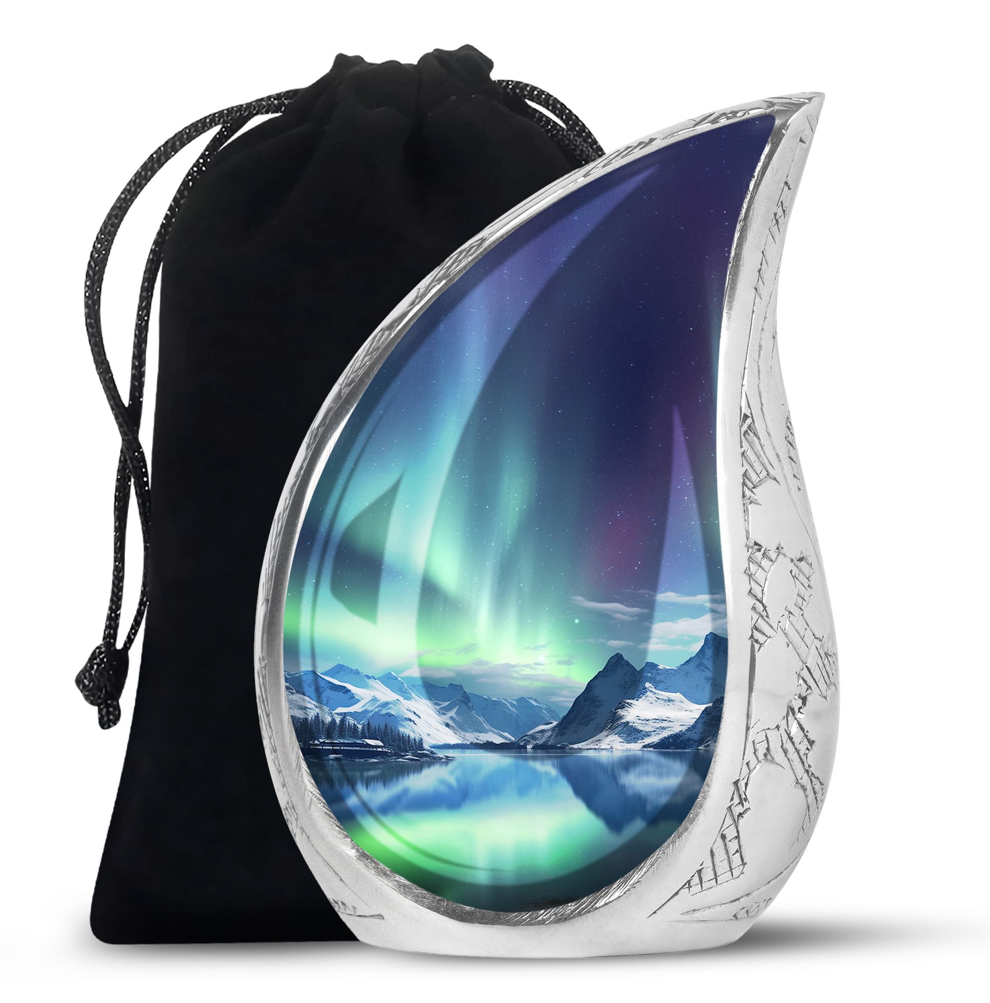 SUBSH Sky Glows With Aurora Over Snowy - Large Cremation Urns - Urn ...