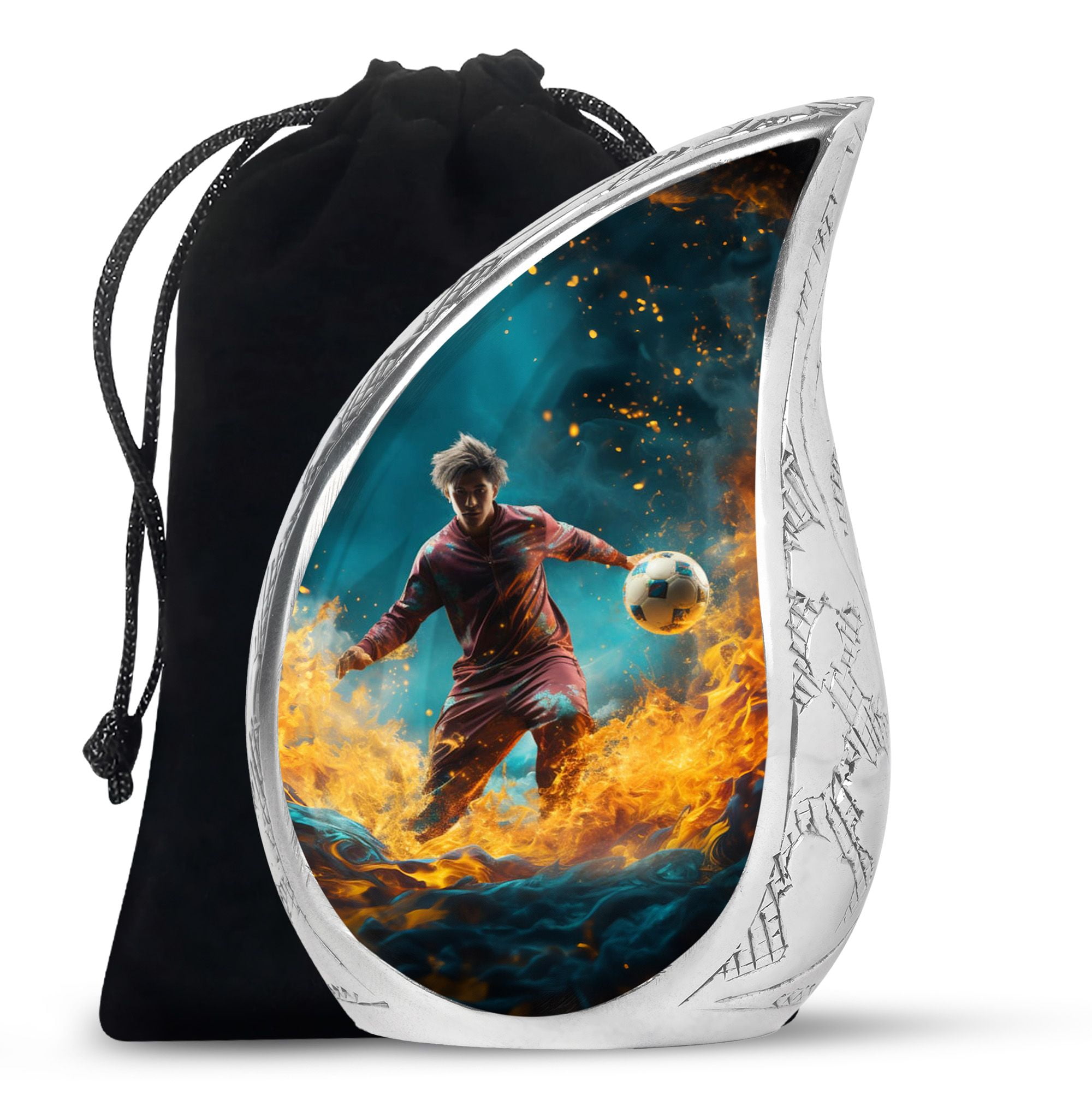 SUBSH Soccer Player With Fire And Smoke Artwork - Large Cremation Urns ...