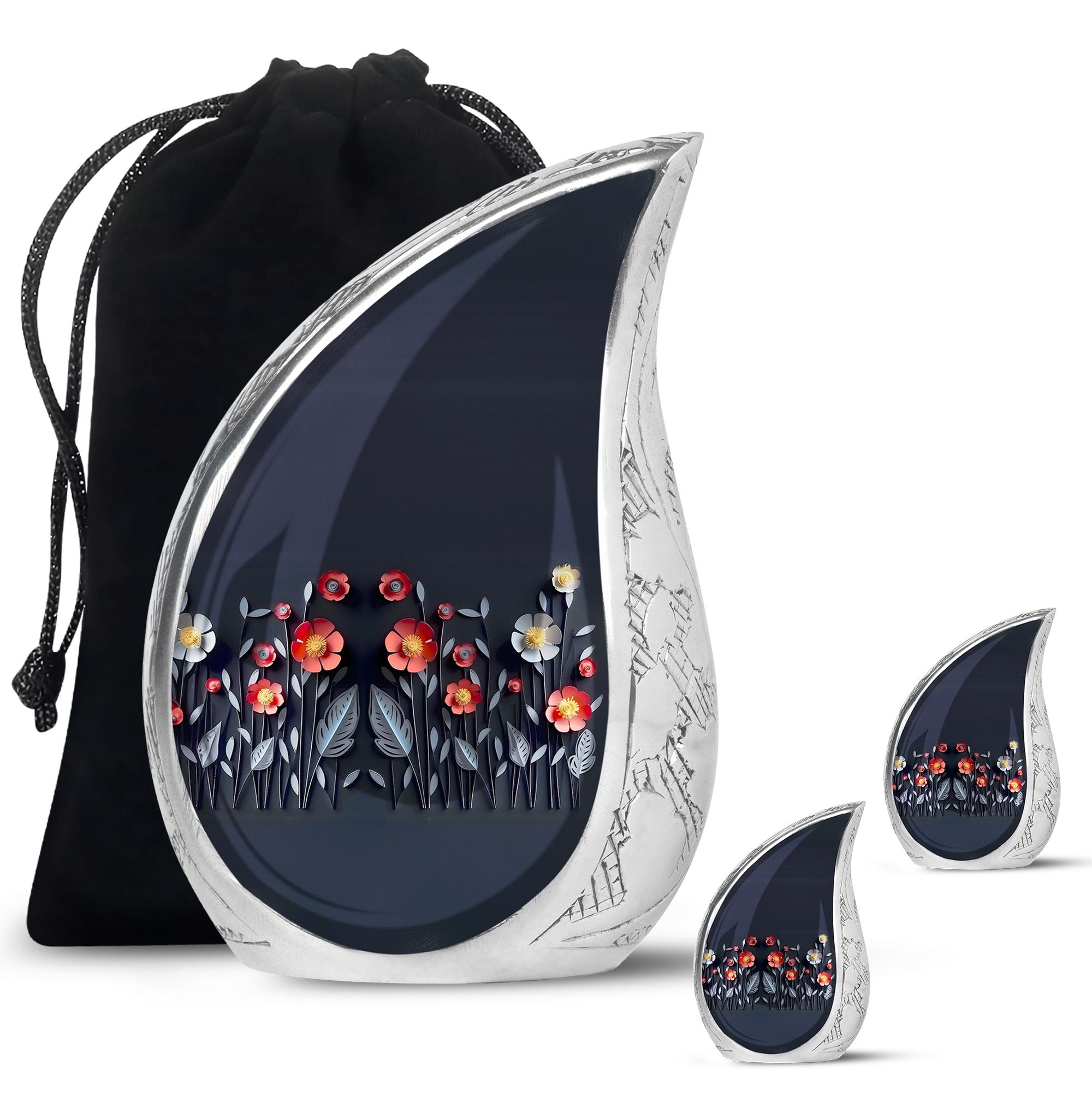 SUBSH Soothing Red Flowers - Urn For Adult Male - Urns For Mom Ashes - Urns For Men - Combo 1 ...