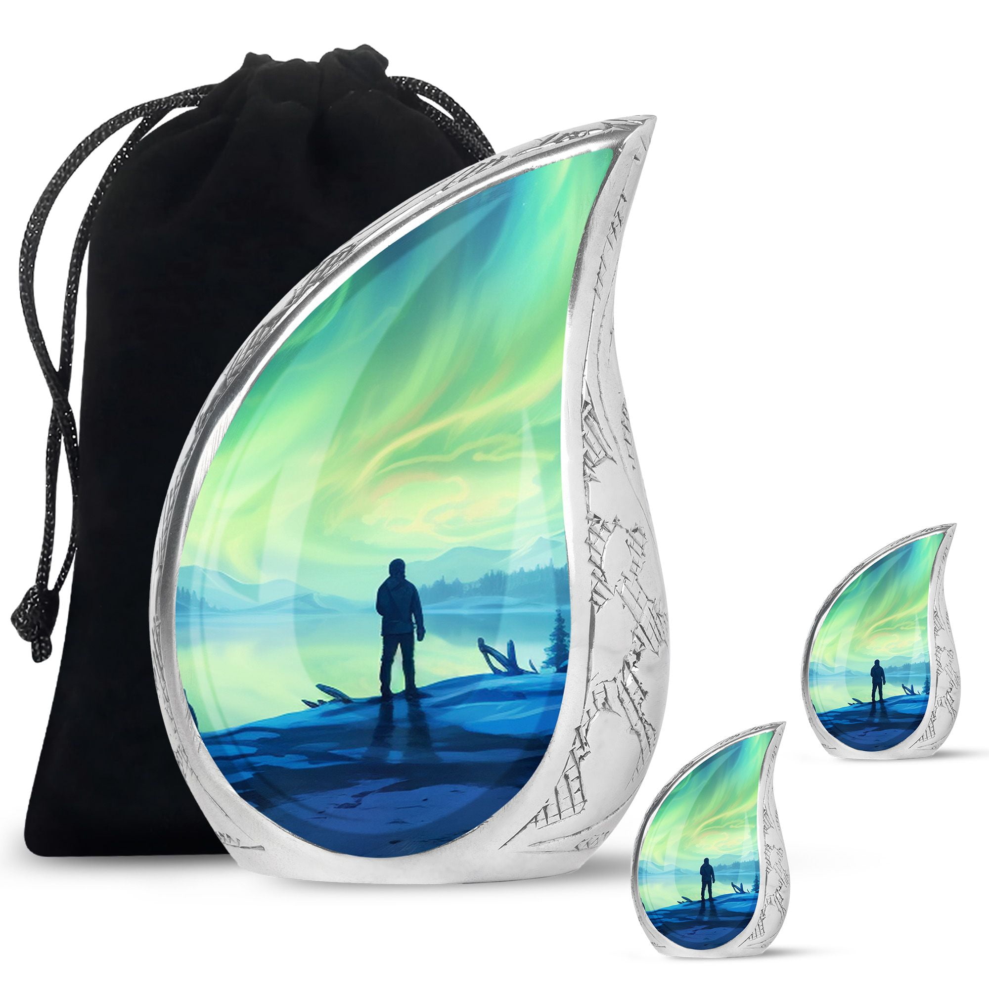 SUBSH Spectacular Aurora Over The Winter Wilderness - Large Urn For ...