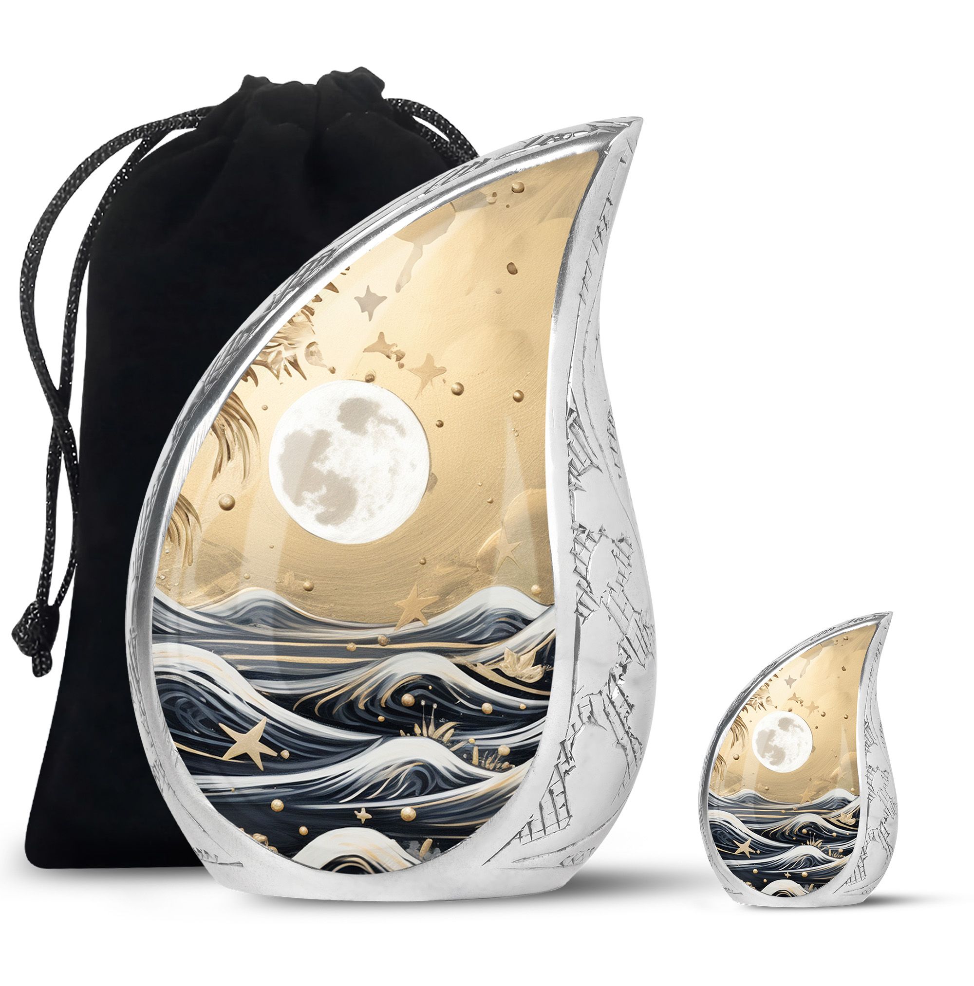 SUBSH Stylized Artistic Depiction Of Ocean Waves Under A Moonlit Sky ...