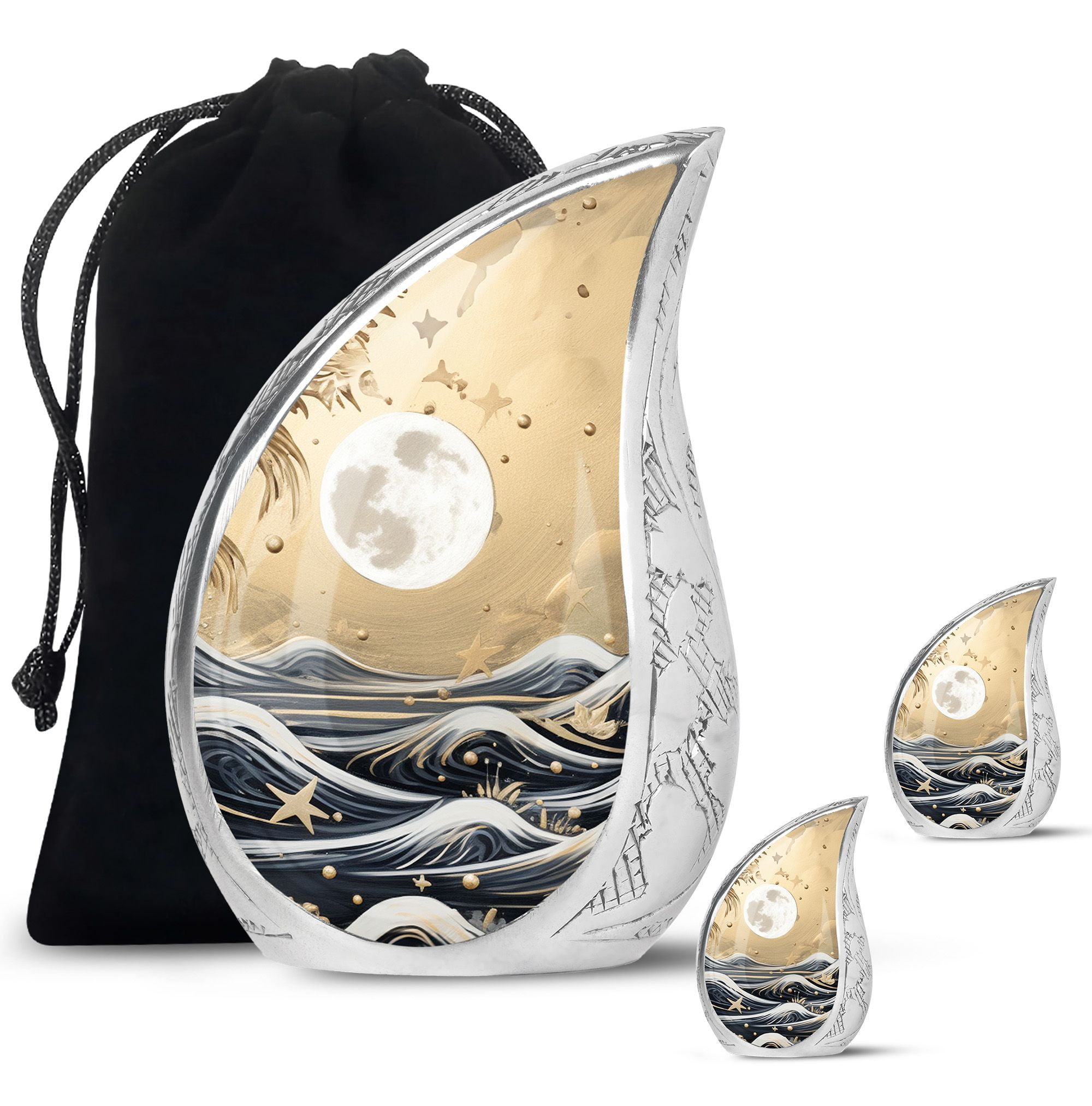 SUBSH Stylized Artistic Depiction Of Ocean Waves Under A Moonlit Sky ...