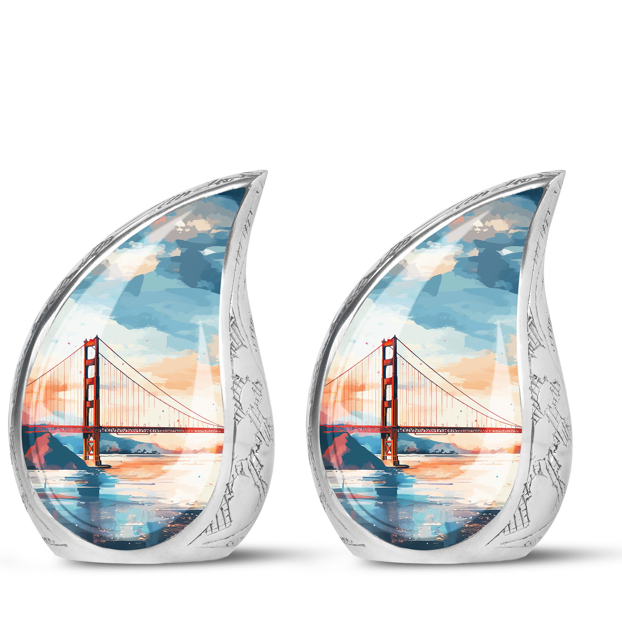 SUBSH Stylized Golden Gate Bridge At Sunset - Cremation Urn Human Ashes ...