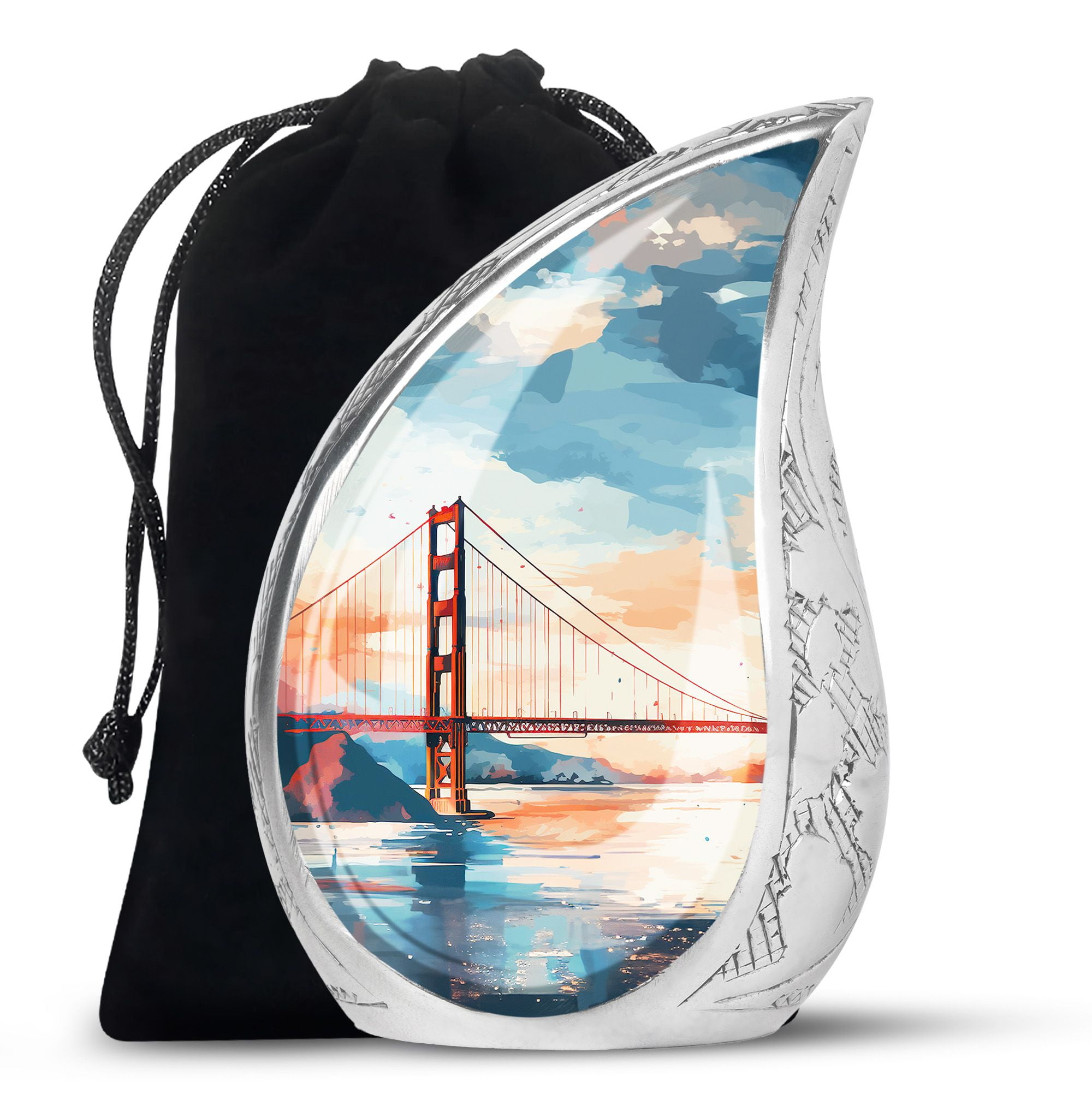 SUBSH Stylized Golden Gate Bridge At Sunset - Urn For Ashes - Urns For ...