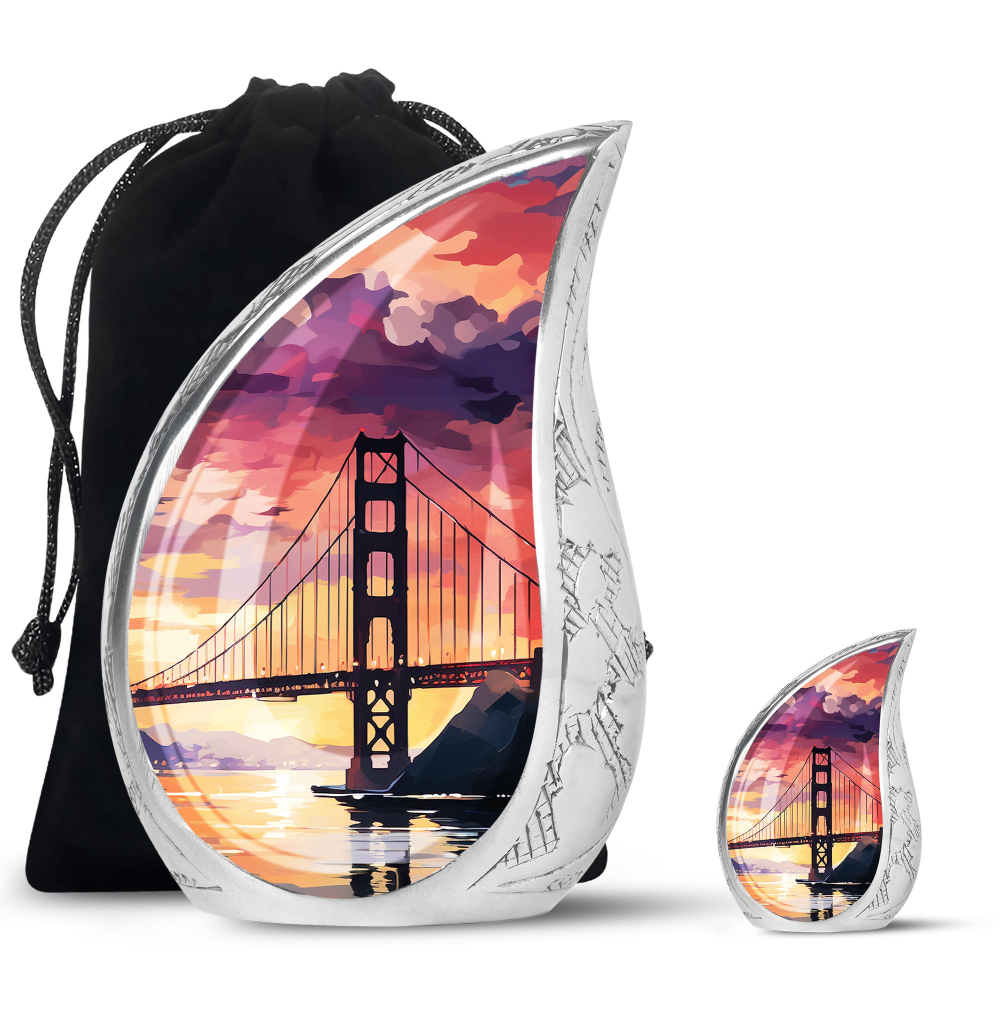 SUBSH Stylized Painting Of Golden Gate Bridge At Dusk - Human Ash Urns ...