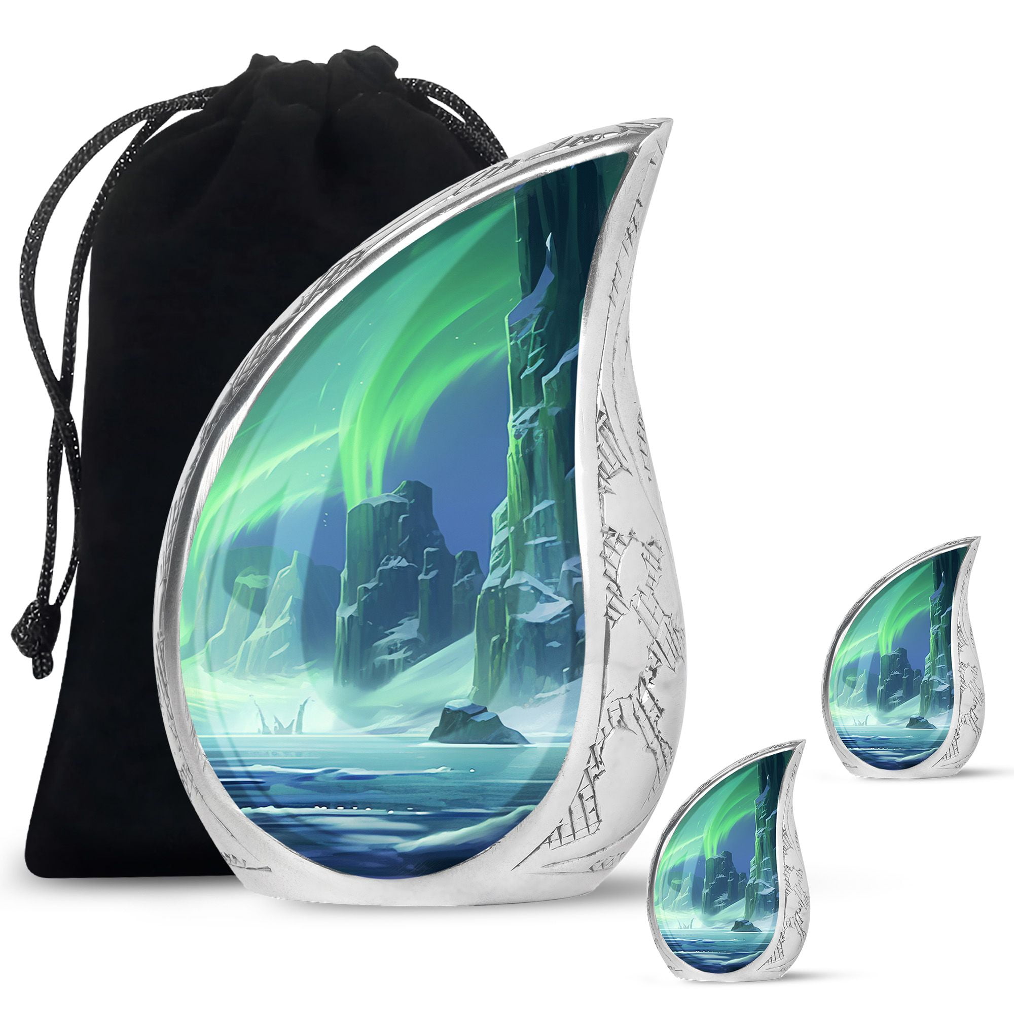 SUBSH The Northern Lights Fantasy Over Icy Peaks - Cremation Keepsakes ...