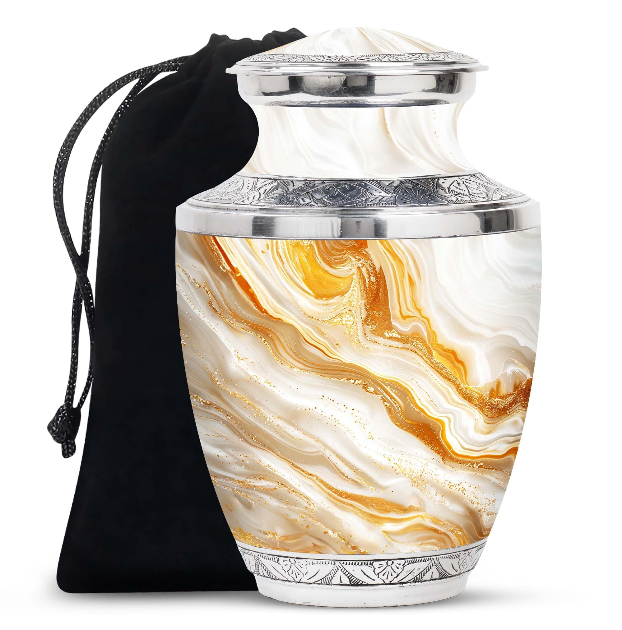 SUBSH Urns for Human Ashes Marble Design Metal Urn - Marble Urn for ...
