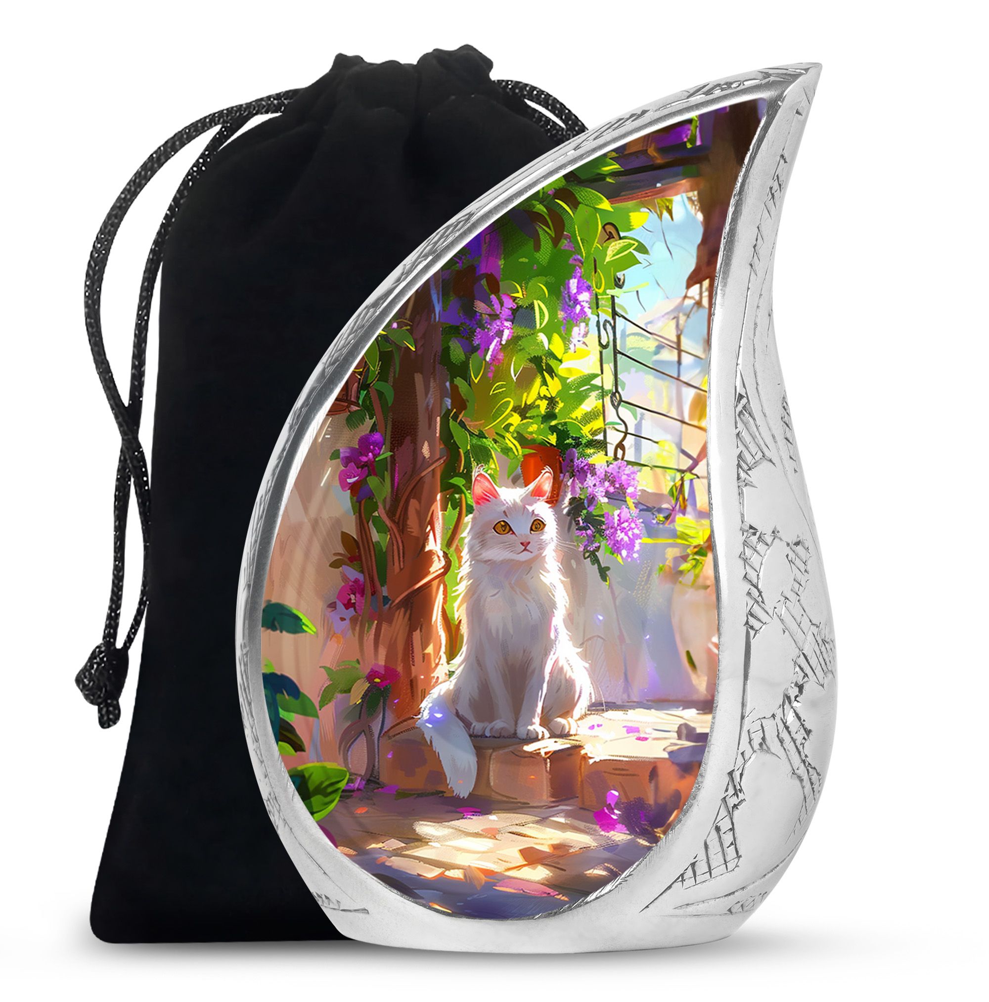 SUBSH White Cat Adult Urns For Human Ashes Men - Urns For Men Ashes ...