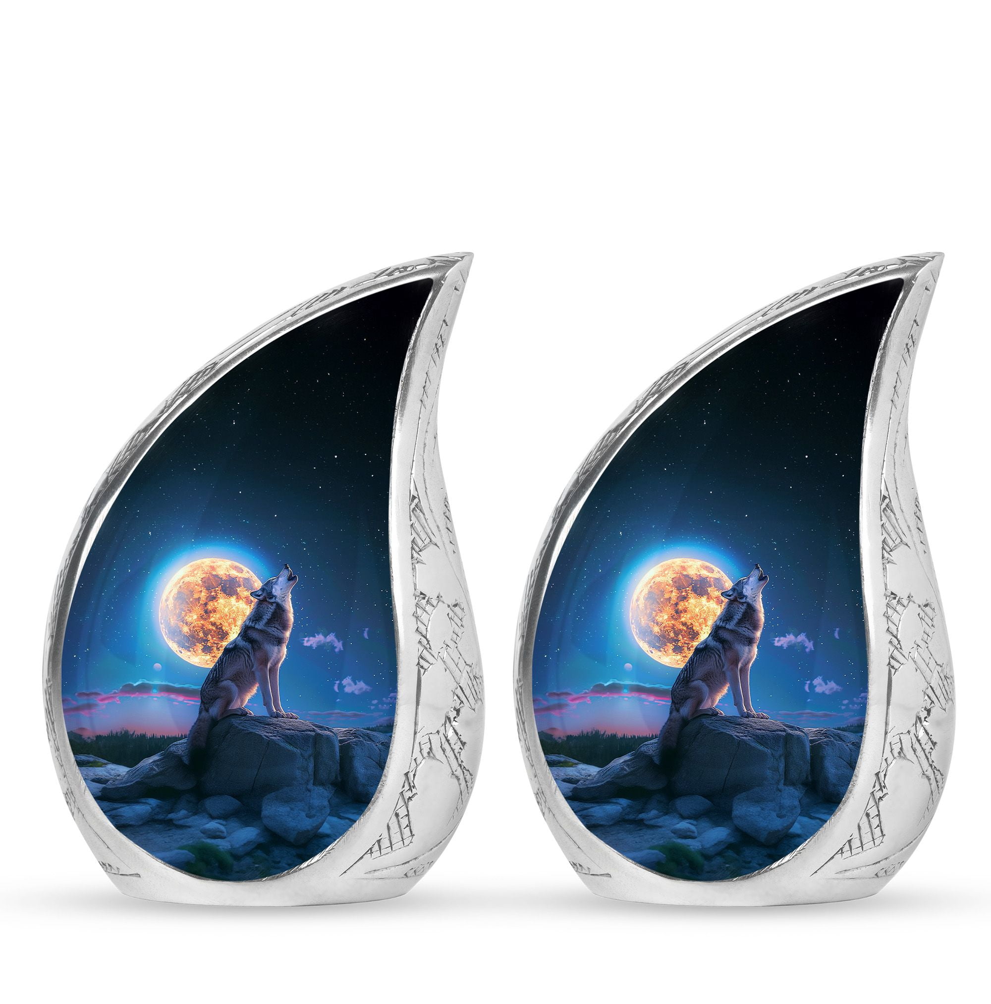 SUBSH Wolf Howling Cremation Keepsake Urns For Ashes - Urn Adult Human ...