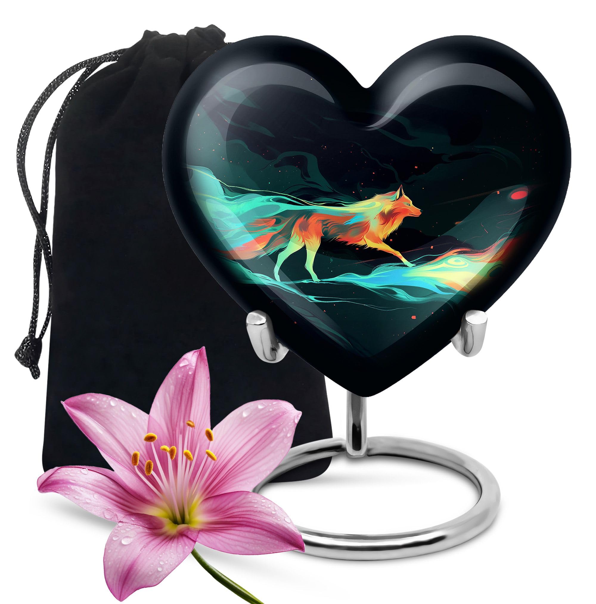 SUBSH Wolf Urn for Ashes - Heart Urns for Human Ashes - Companion Urn ...