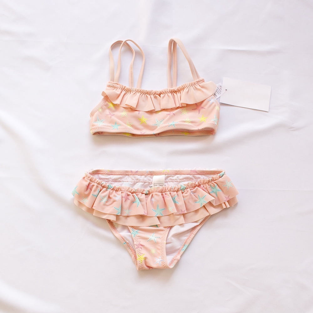SUCS Girls' Bikini Ruffle Swimsuit Two-piece Set with Flamingo Print ...