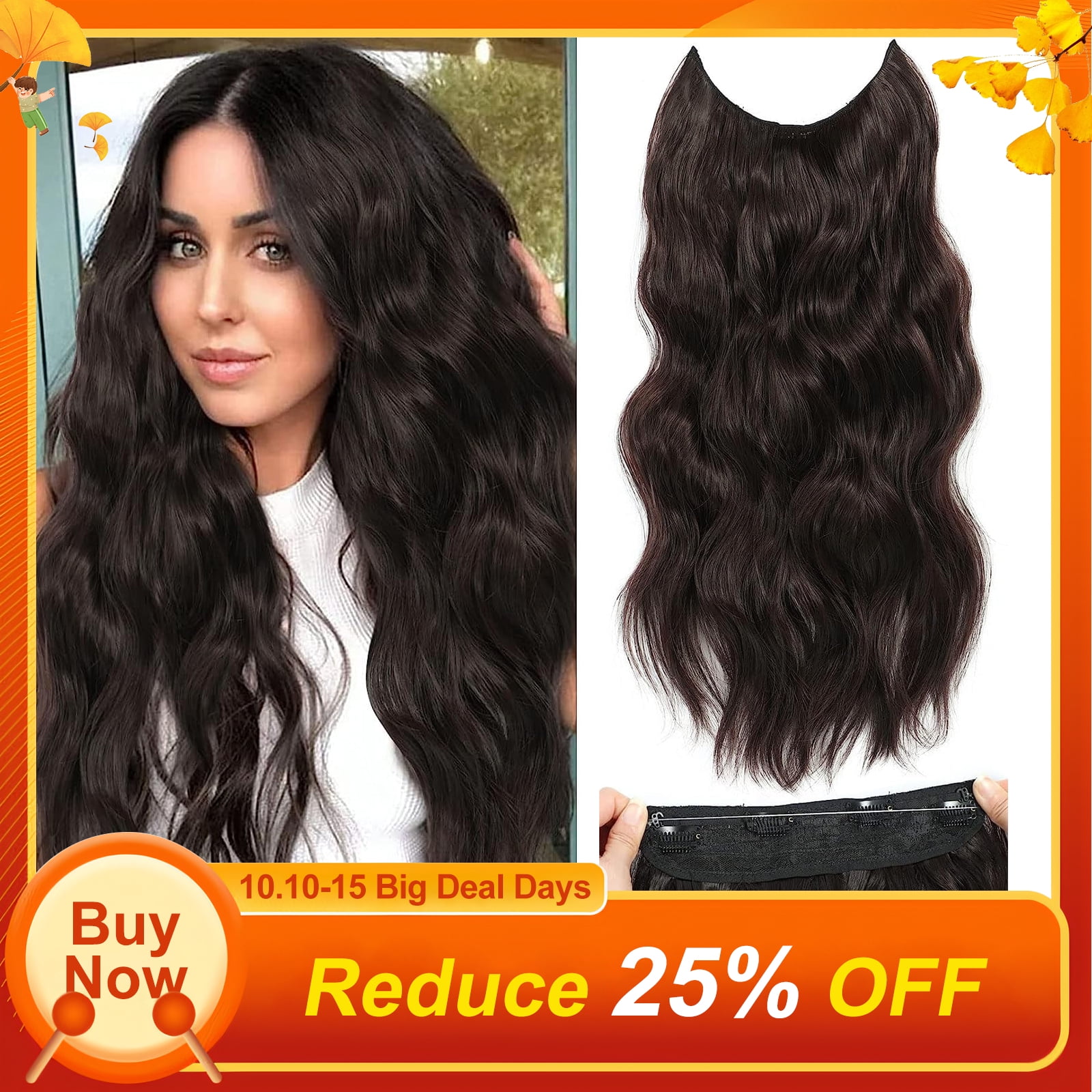 SUCS Hair Extensions 20 Inch Invisible Wire Medium Brown Hair ...