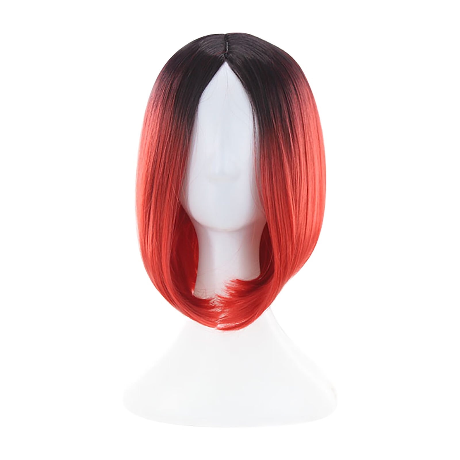SUCS Party Wig Gradient Short Straight Hair Highlight Female Wig Wig ...