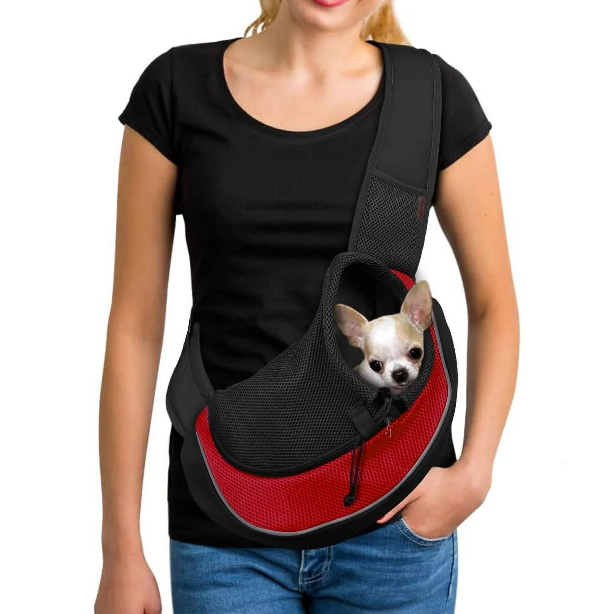 SUCS Pet Dog Sling Carrier Large Pocket Adjust Strap Design Breathable ...