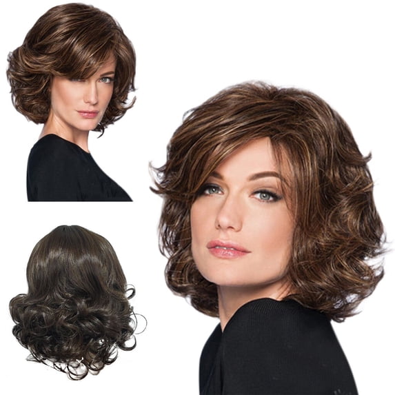 SUCS Synthetic Women Fluffy Curly Natural Wavy Wig Wigs Brown Hair ...