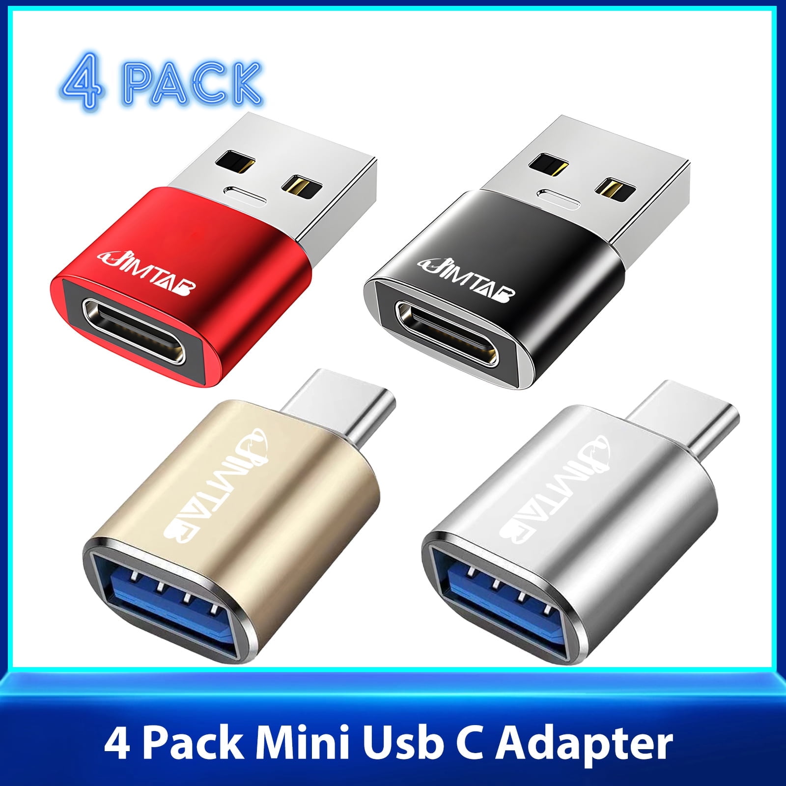 SUCS USB C Adapter (4 Pack), USB C to USB, High-Speed Data Transfer ...
