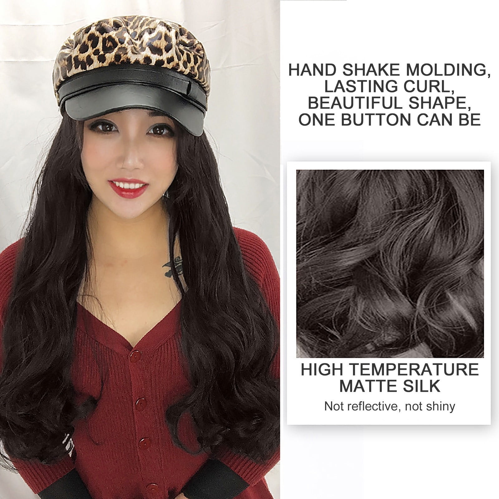 SUCS Wig Female Long Hair Hat Wig One Female Fashion Long Curly Hair Big Wave - Walmart.com