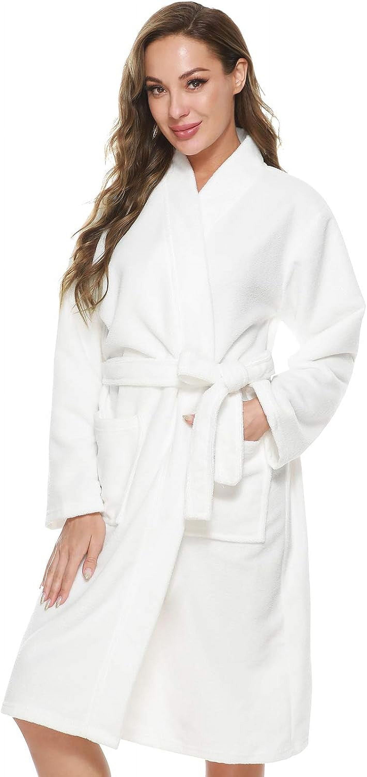 SUCS Women's Bathrobe Terry Cloth Robe Knee Length Towel Bathrobe V ...