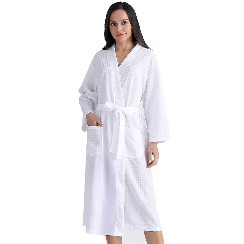 SUCS Women's Bathrobe Terry Cloth Robe Knee Length Towel Bathrobe V ...