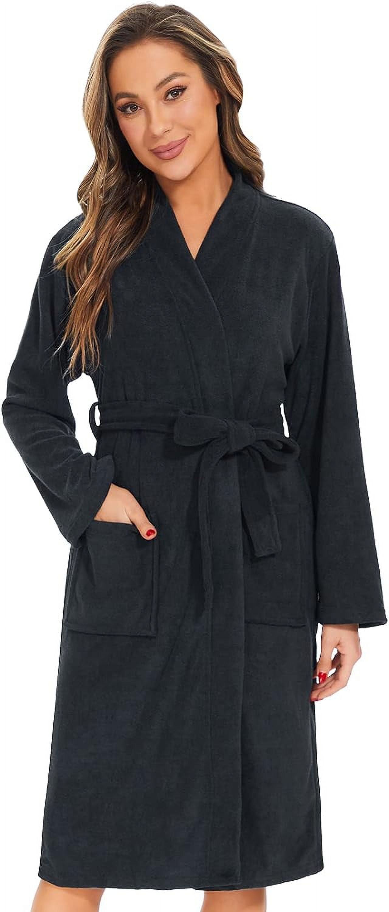 SUCS Women's Bathrobe Terry Cloth Robe Knee Length Towel Bathrobe V ...