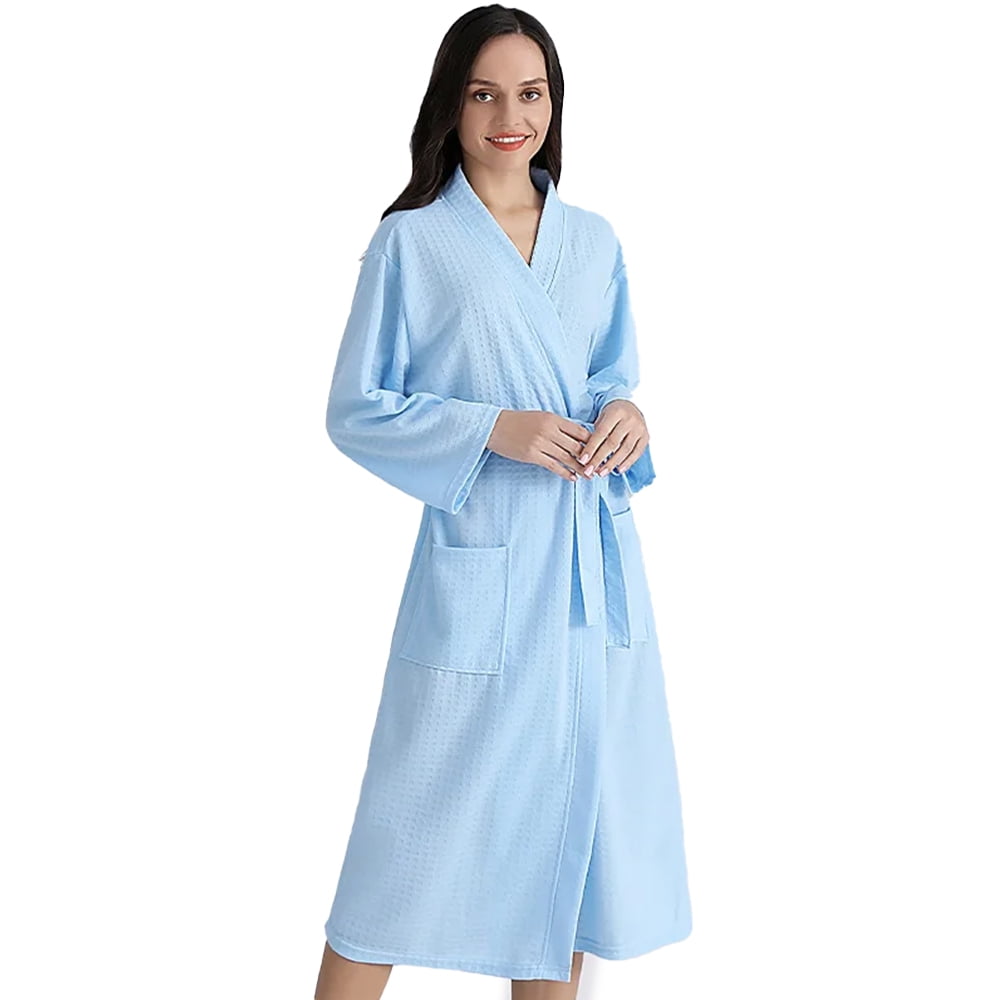 SUCS Women's Bathrobe Terry Cloth Robe Knee Length Towel Bathrobe V ...