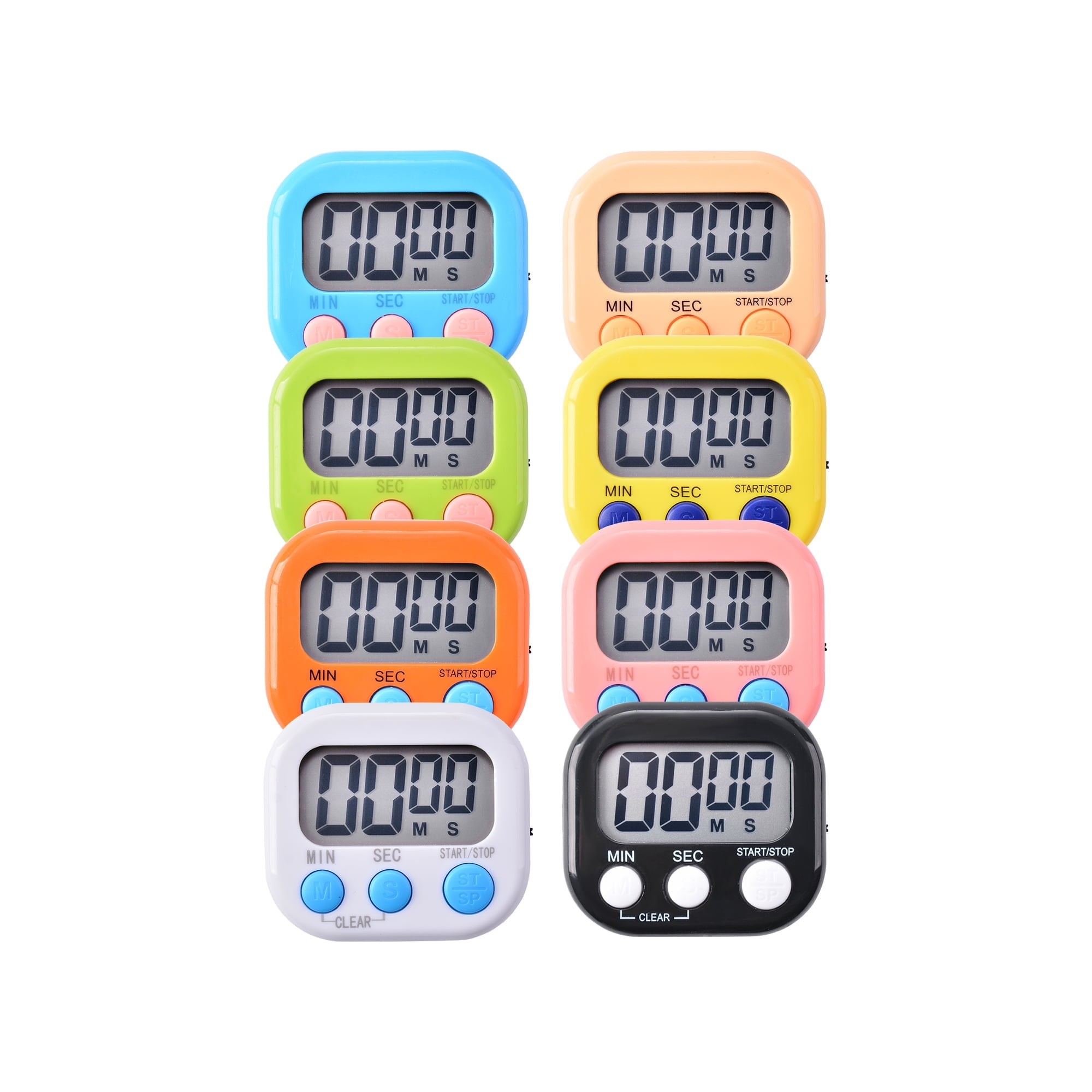 SUCUUI 8 Pack Digital Kitchen Timer, Digital Timer with Big Display ...