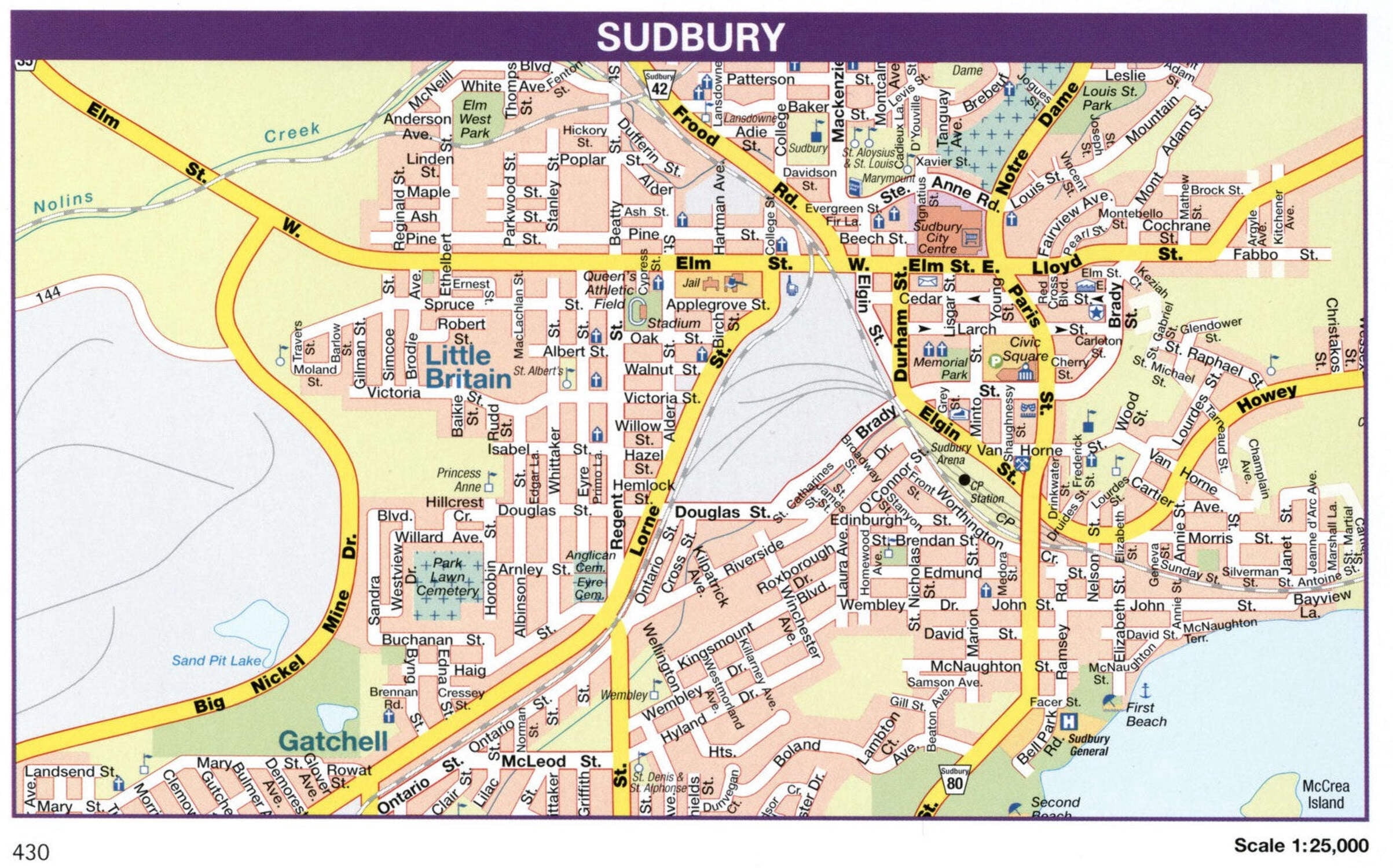 Sudbury Ontario Canada Map Glossy Poster Picture Photo Print Banner ...