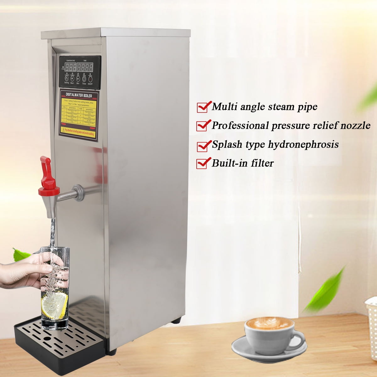 SUDEG 12L Commercial Water Boiling Machine for Coffee Shop Dessert Shop ...