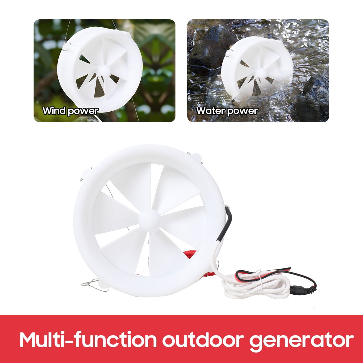 SUDEG 12V Outdoor Generator USB Charger Wind Power Water Double-duty ...