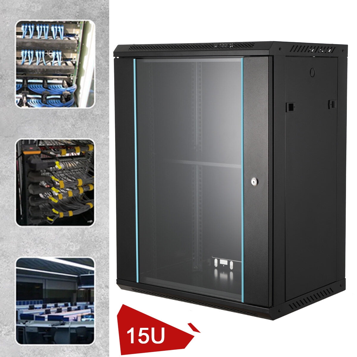 SUDEG 15U Wall Mount IT Network Server Data Cabinet Rack Locking Lock ...