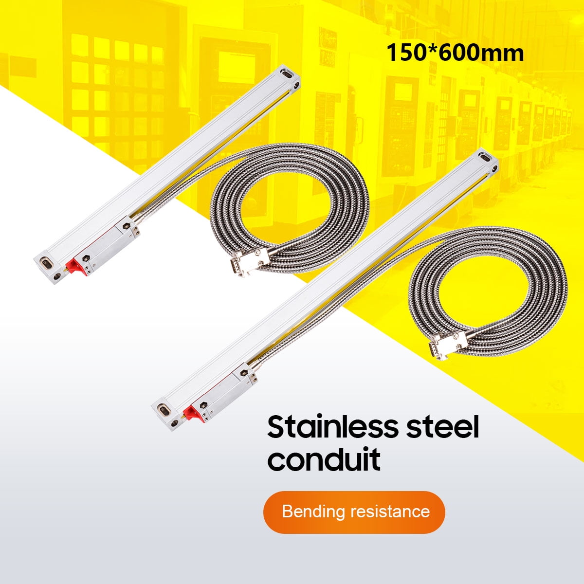 SUDEG 2PCS Linear Scale Encoder 150mm+600mm Travel Length for Digital Readout System Lathe ...