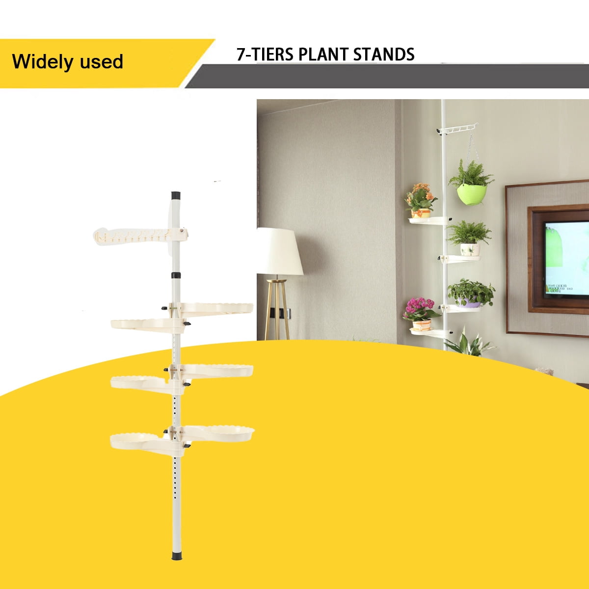 SUDEG 7-Tier Plant Stand Indoor Outdoor, Tension Rod Plant Holder Pole ...
