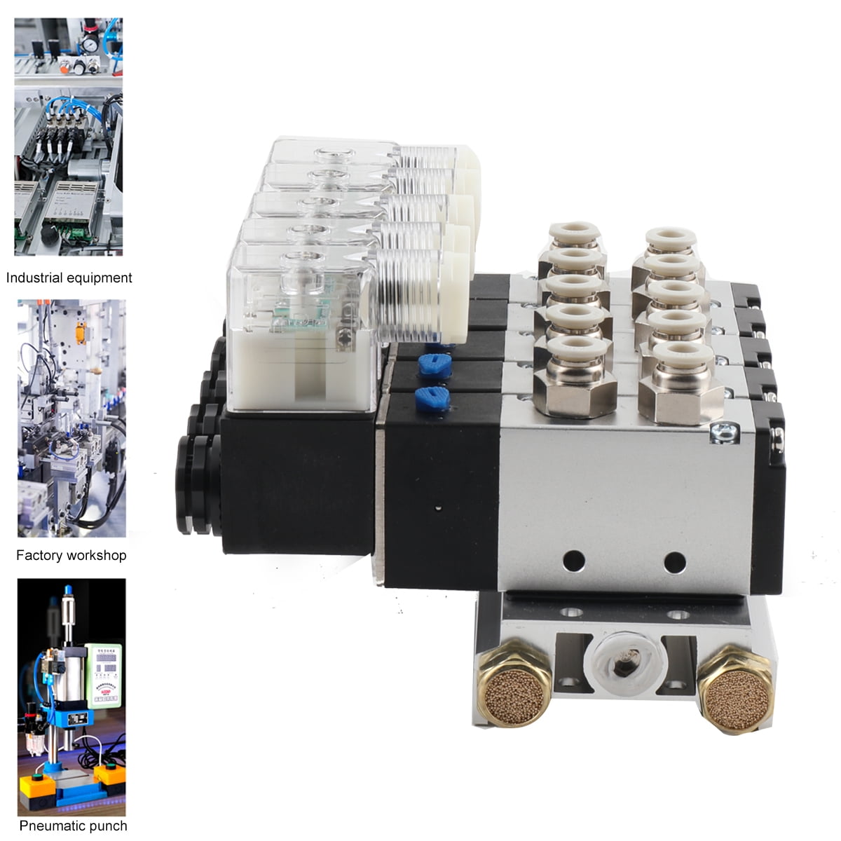 SUDEG Air Pneumatic Solenoid Valve Insulation F grade 5 Way Set W/Base ...