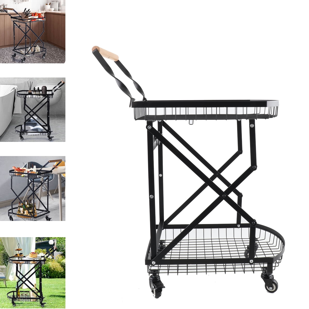 SUDEG Collapsible Shopping Cart, Shopping Carts for Groceries Foldable ...