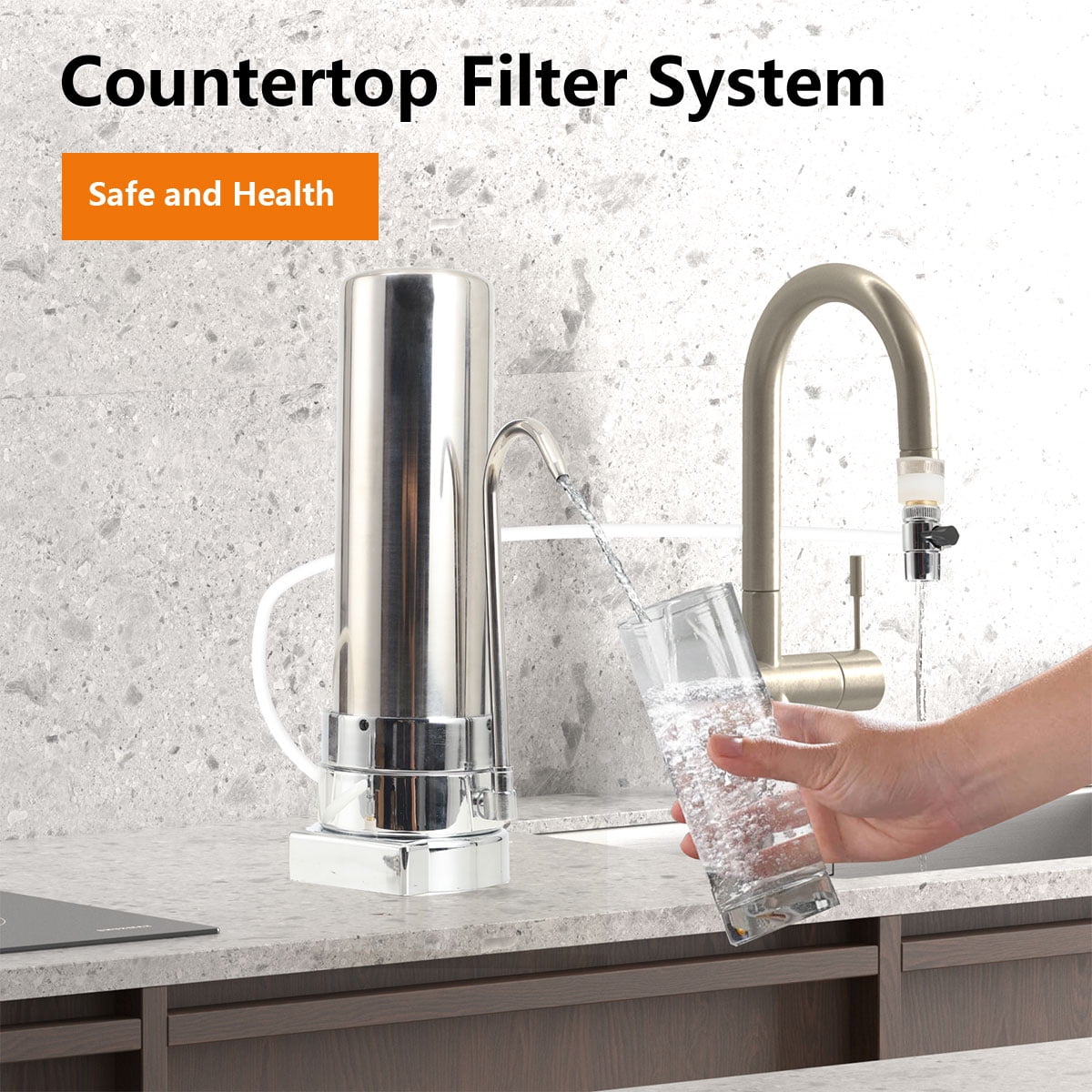 SUDEG Countertop Water Filter, TS1 304 Stainless Steel 5μm Water ...