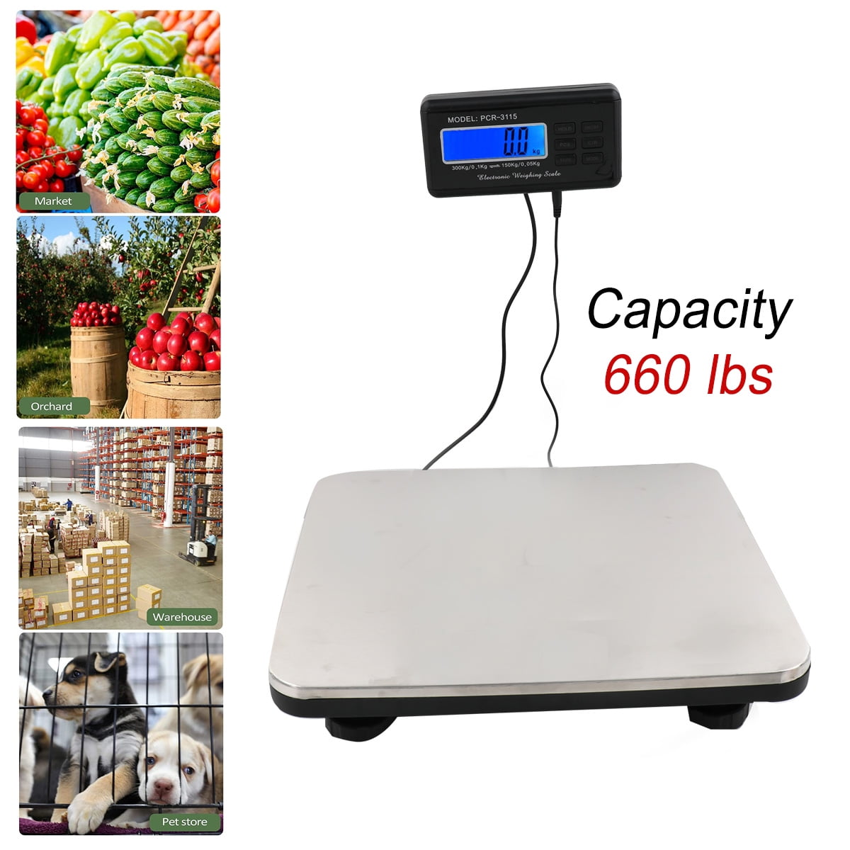 SUDEG Heavy Duty Postal Scale 660lbs LCD Digital Shipping Scale for ...