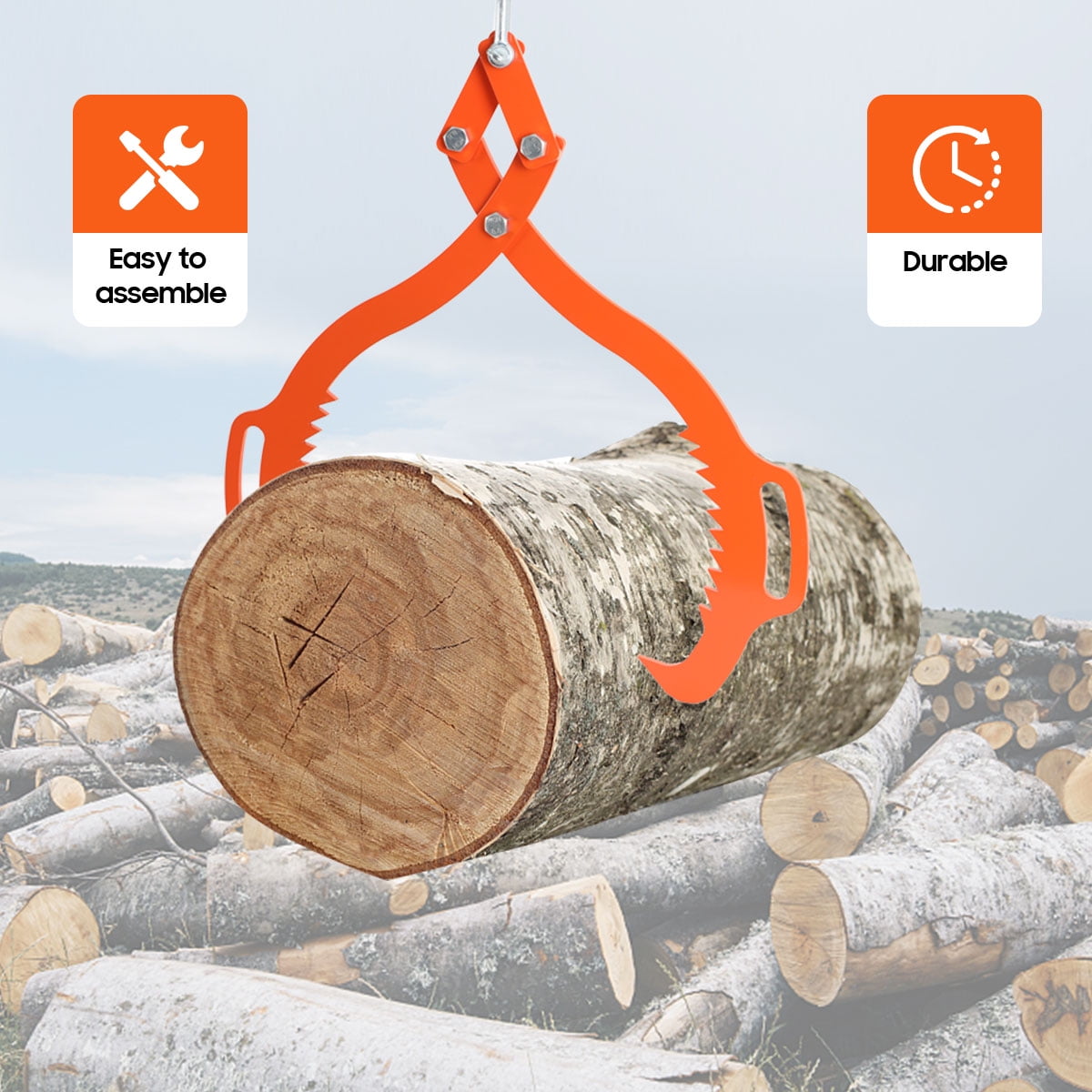 SUDEG Log Tongs, 25 inch 2 Claw Logging Skidding Tongs Non-Slip Grip ...